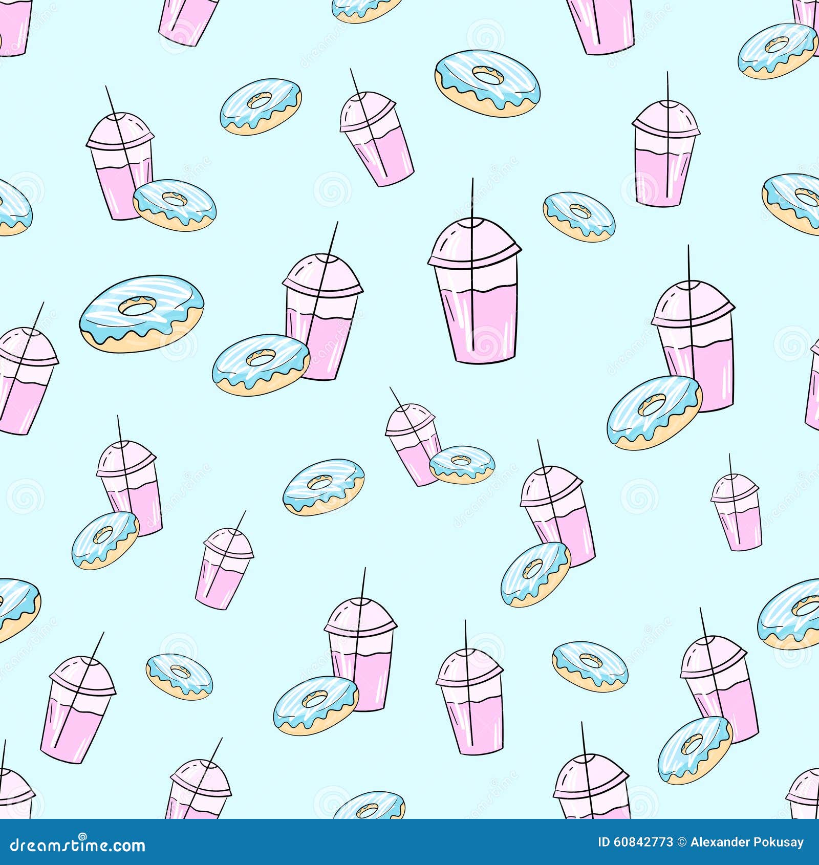 Milkshake and Donut Seamless Pattern Vector Stock Vector - Illustration ...