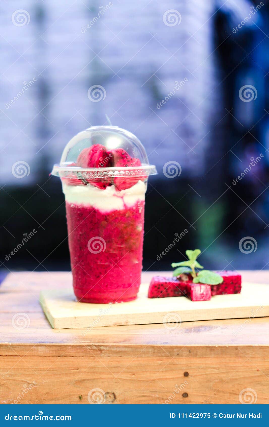 Milkshake with Dragon Fruit Pieces, Version 12 Stock Image - Image of ...