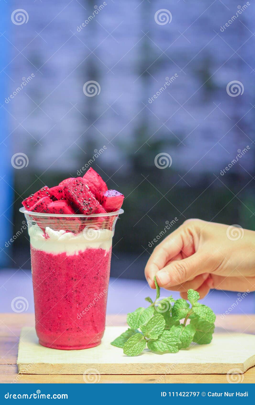Milkshake with Dragon Fruit Pieces, Version 5 Stock Image - Image of ...