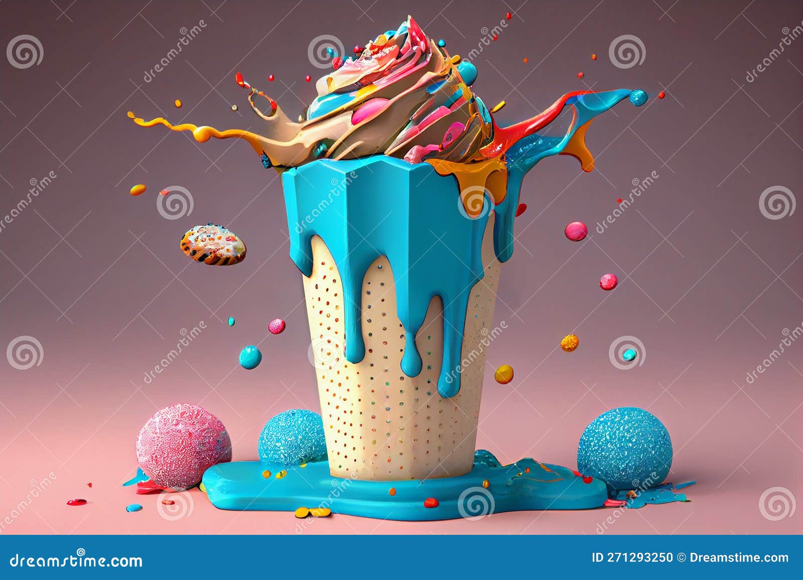 Milkshake Drops Splashes 3D Micro Details Stock Illustration ...