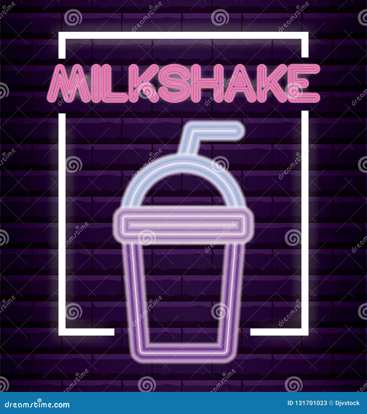 Milkshake neon light label stock vector. Illustration of milkshake ...