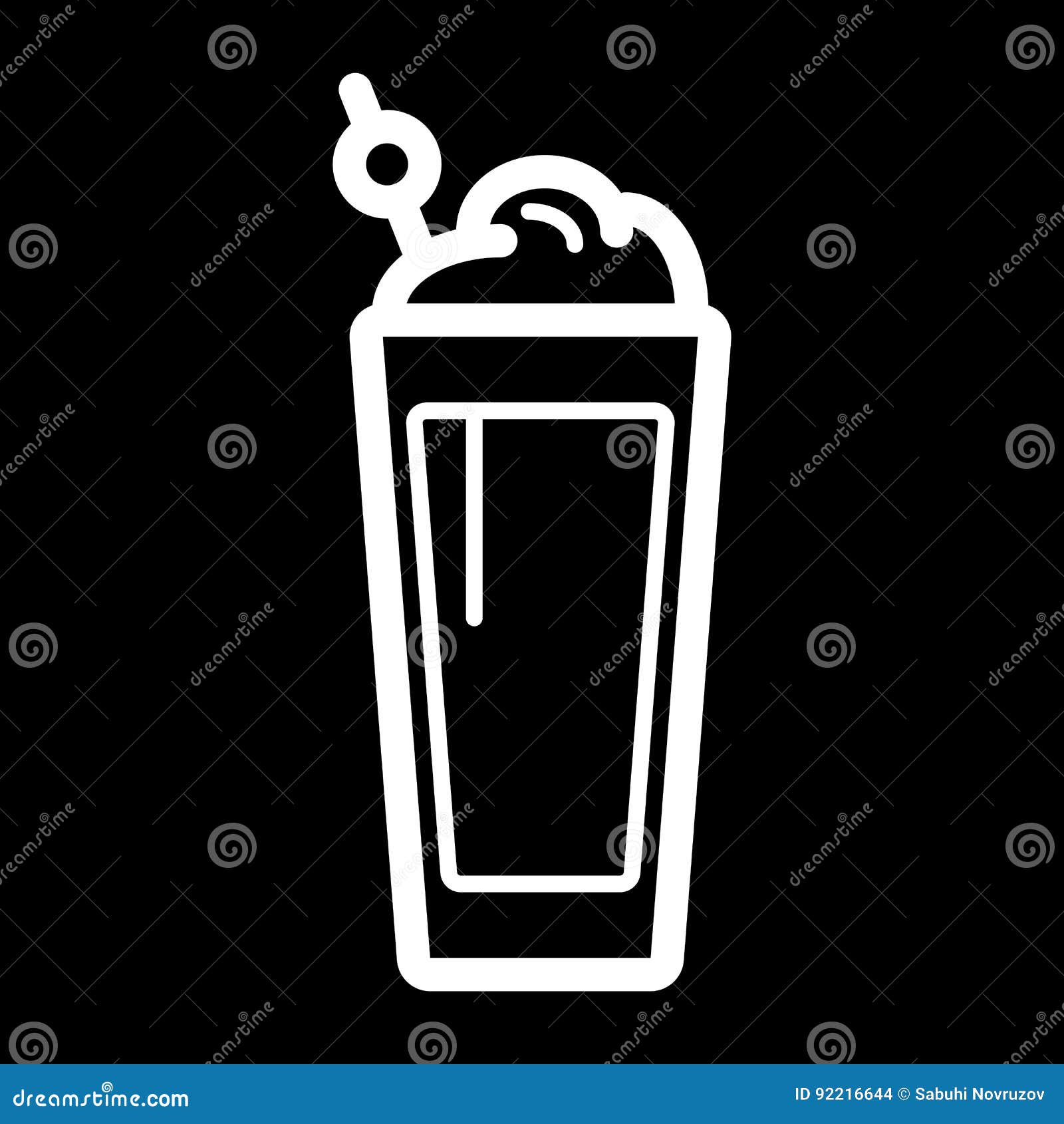 Milkshake Outline Icon, Refreshing Beverage Glass Symbol. Vector Icon ...