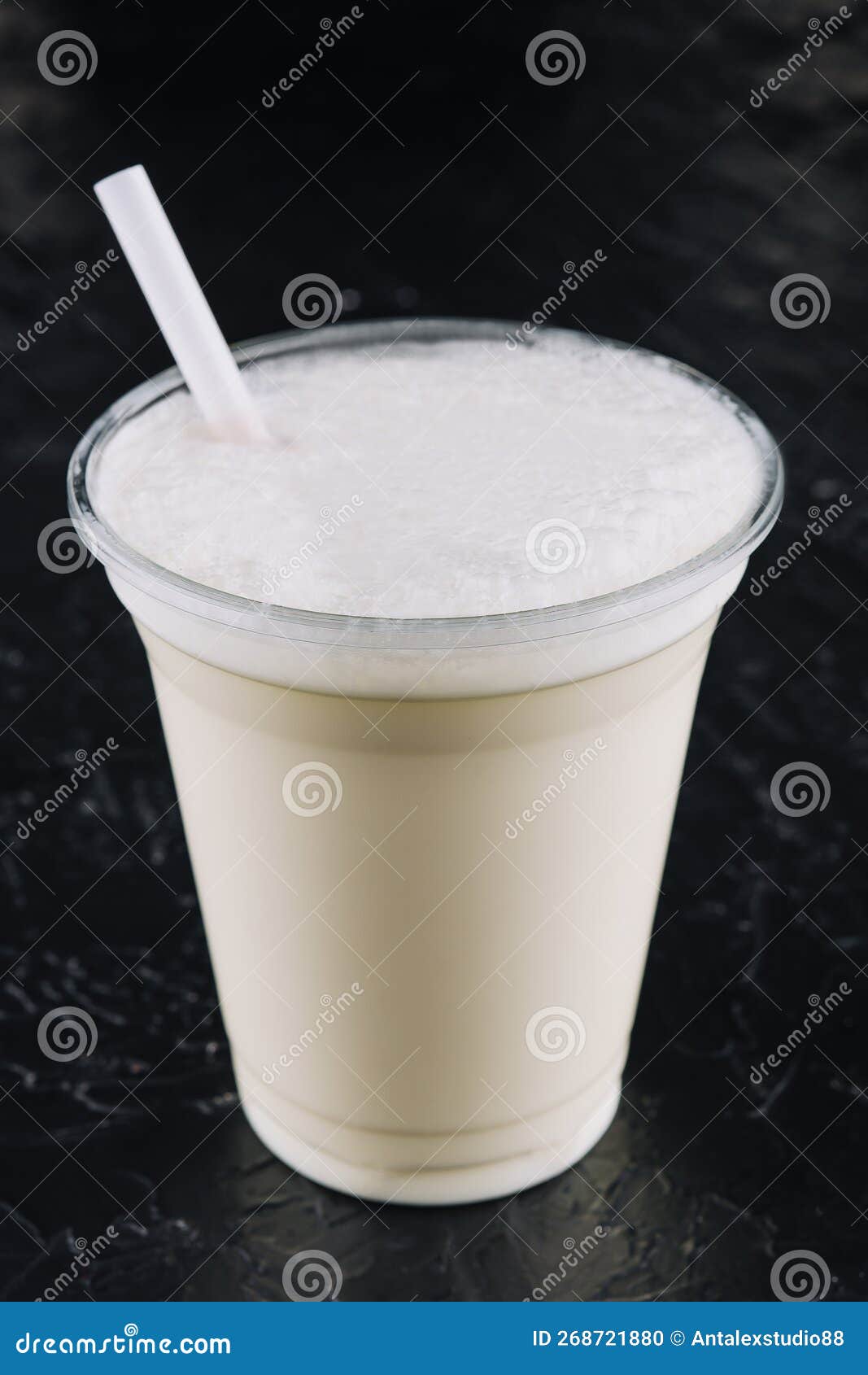 Milkshake in a Plastic Cup on Black Stock Photo - Image of life, juice ...
