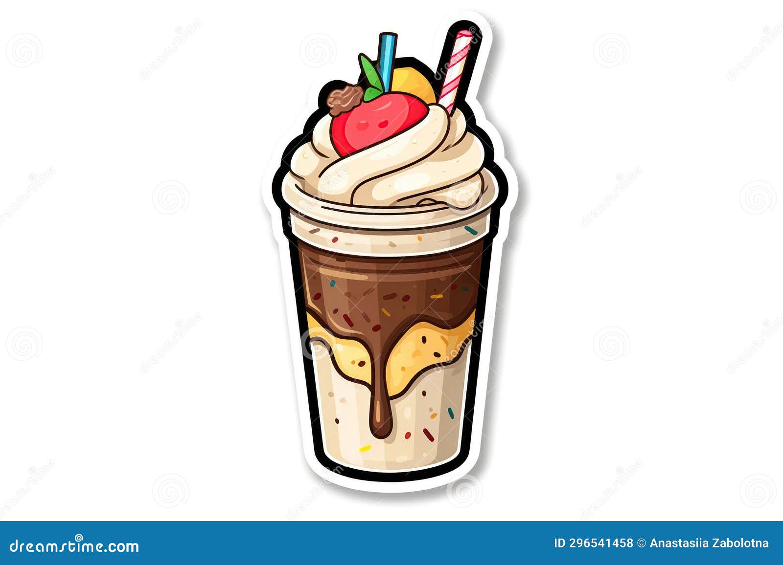 Milkshake Sticker on White Background. Generative AI Stock Illustration ...