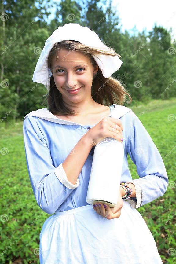 Milkwoman stock photo. Image of bush, milk, female, nature - 15450486