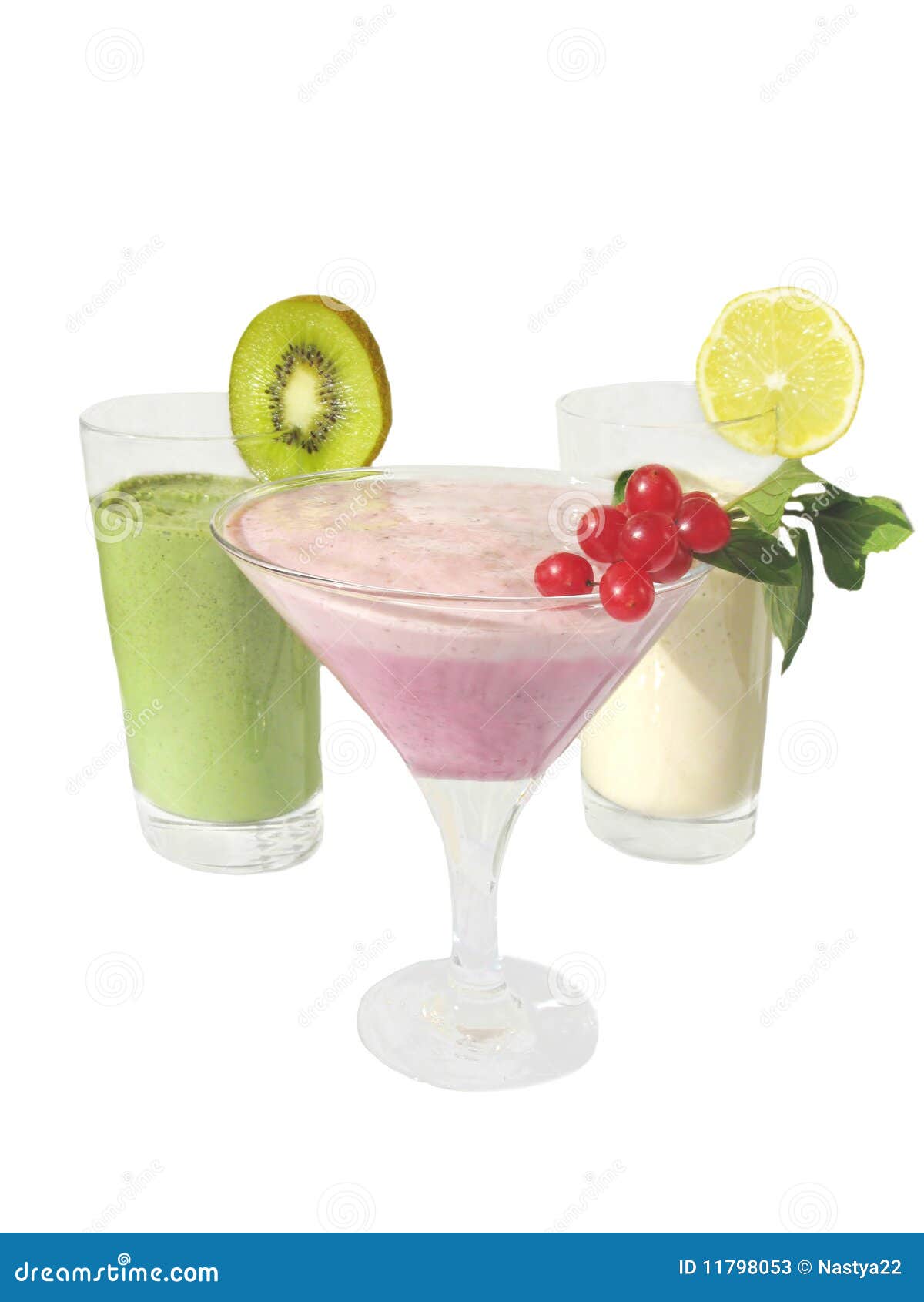 Milky Cocktails Decorated by Fruit Slices Stock Image - Image of ...