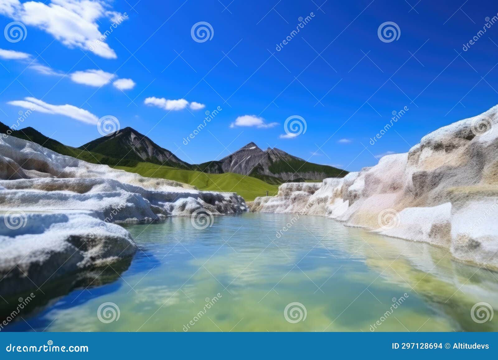 Milky-colored Hot Spring in a Volcanic Area Stock Photo - Image of ...