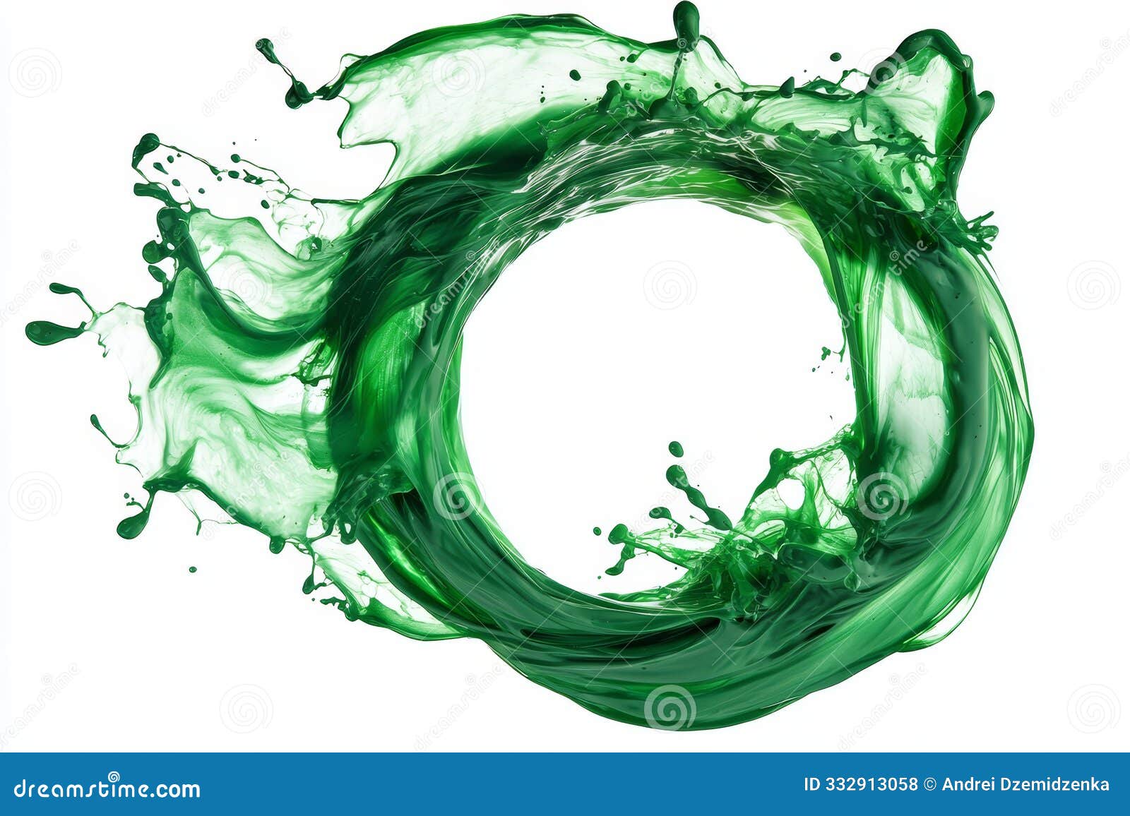 Milky Green Matcha Splash with Bubble Drops, Falling Swirl of Liquid ...