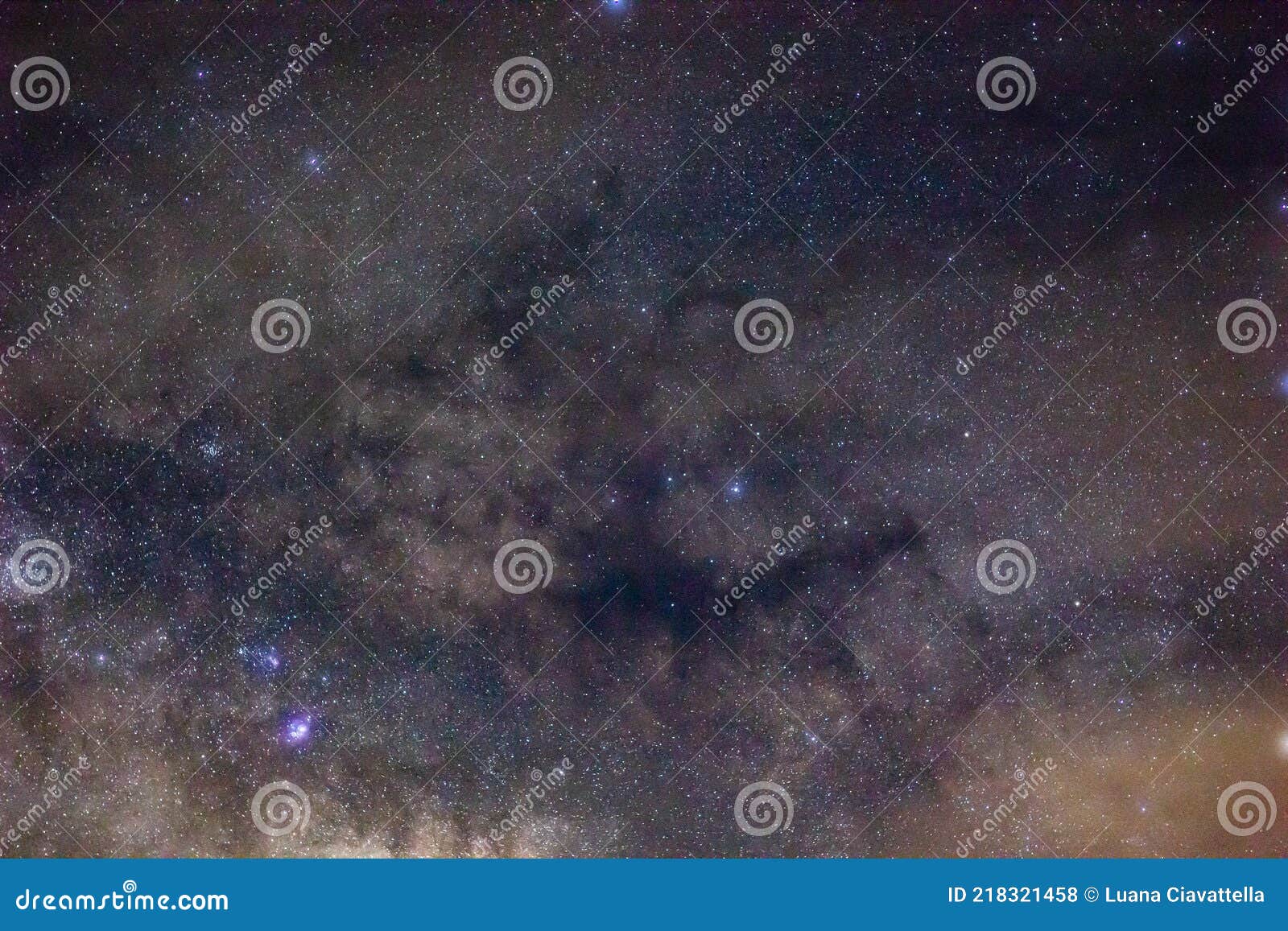 Milky Way Galactic Core with Lagoon and Trifida Nebulae Stock Photo ...