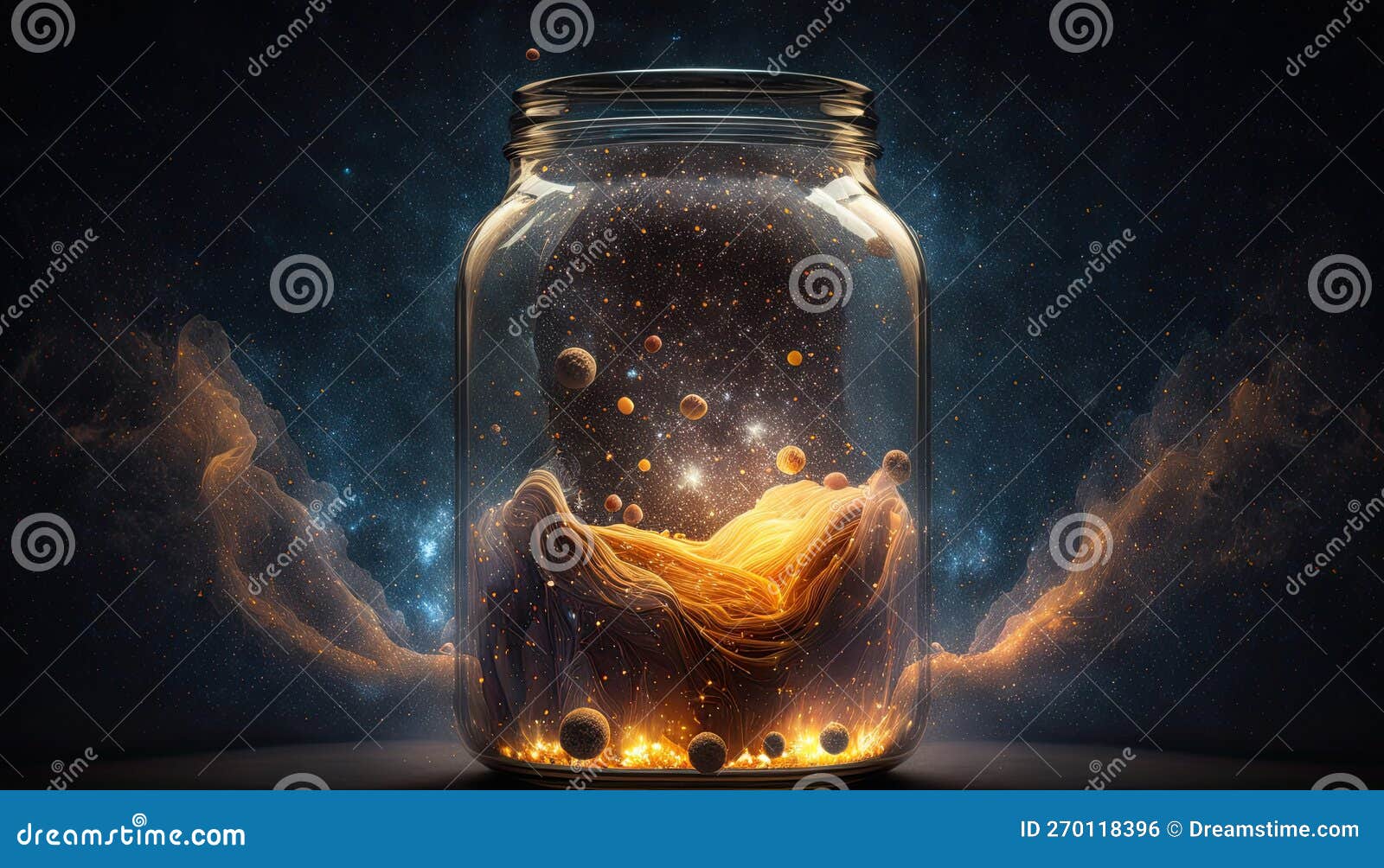 Milky Way Galaxy in a Jar with Magic Light Stock Illustration ...