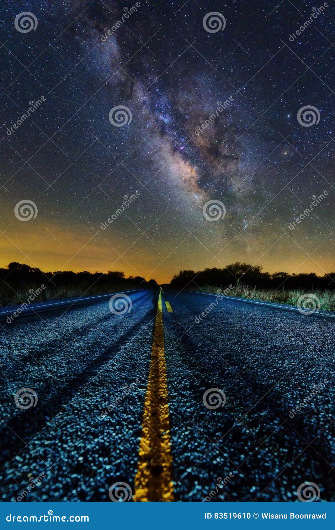 Milky Way Middle of the Road Stock Photo - Image of planet, destination ...