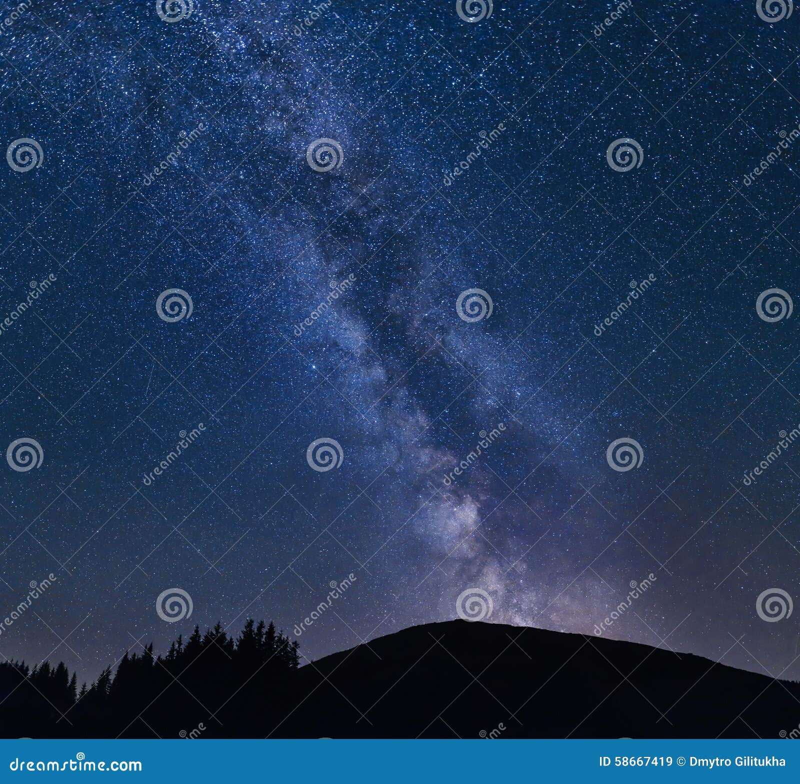 Milky Way over mountains stock image. Image of stars - 58667419