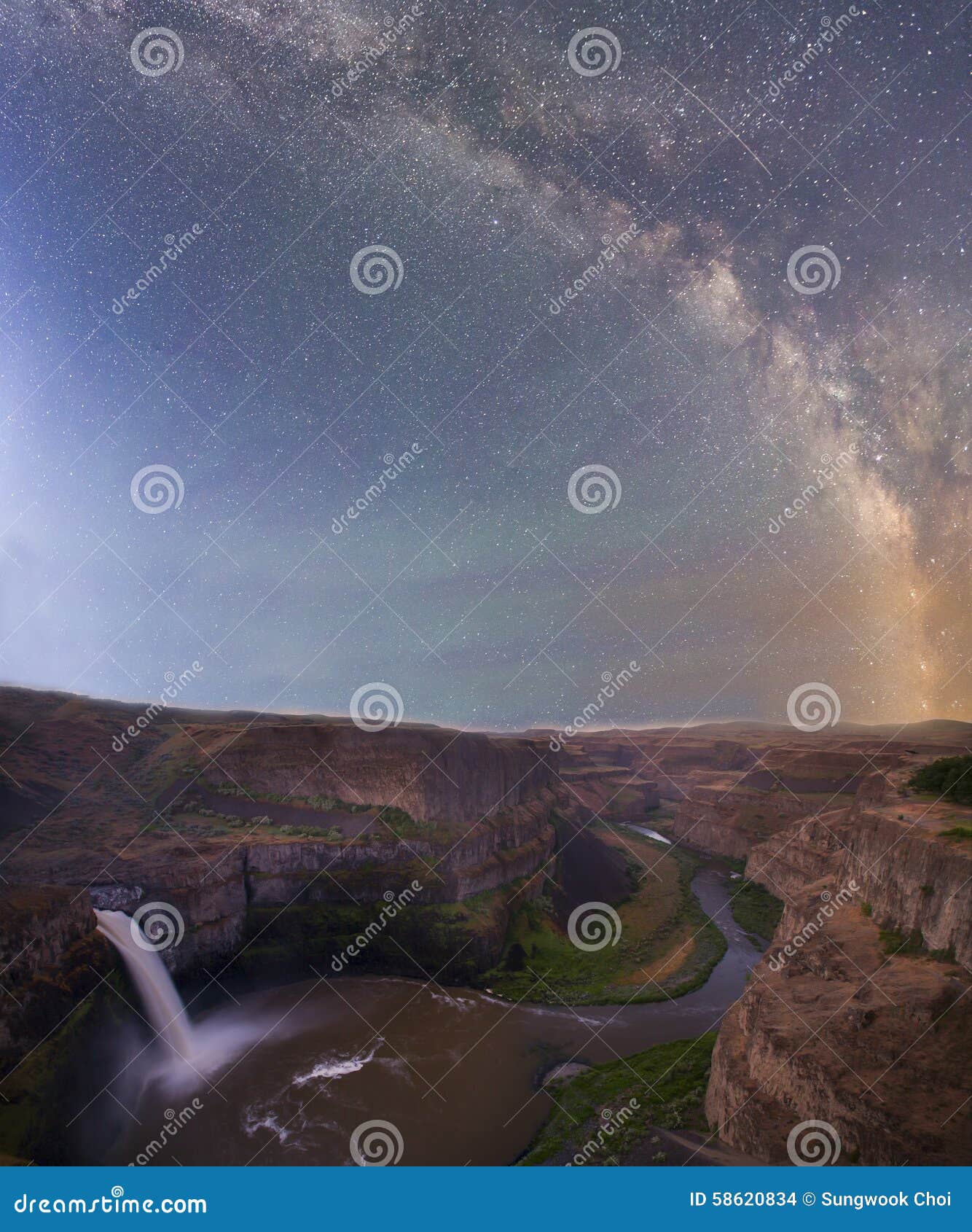 Milky Way Over the Waterfalls Stock Photo - Image of night, summer ...