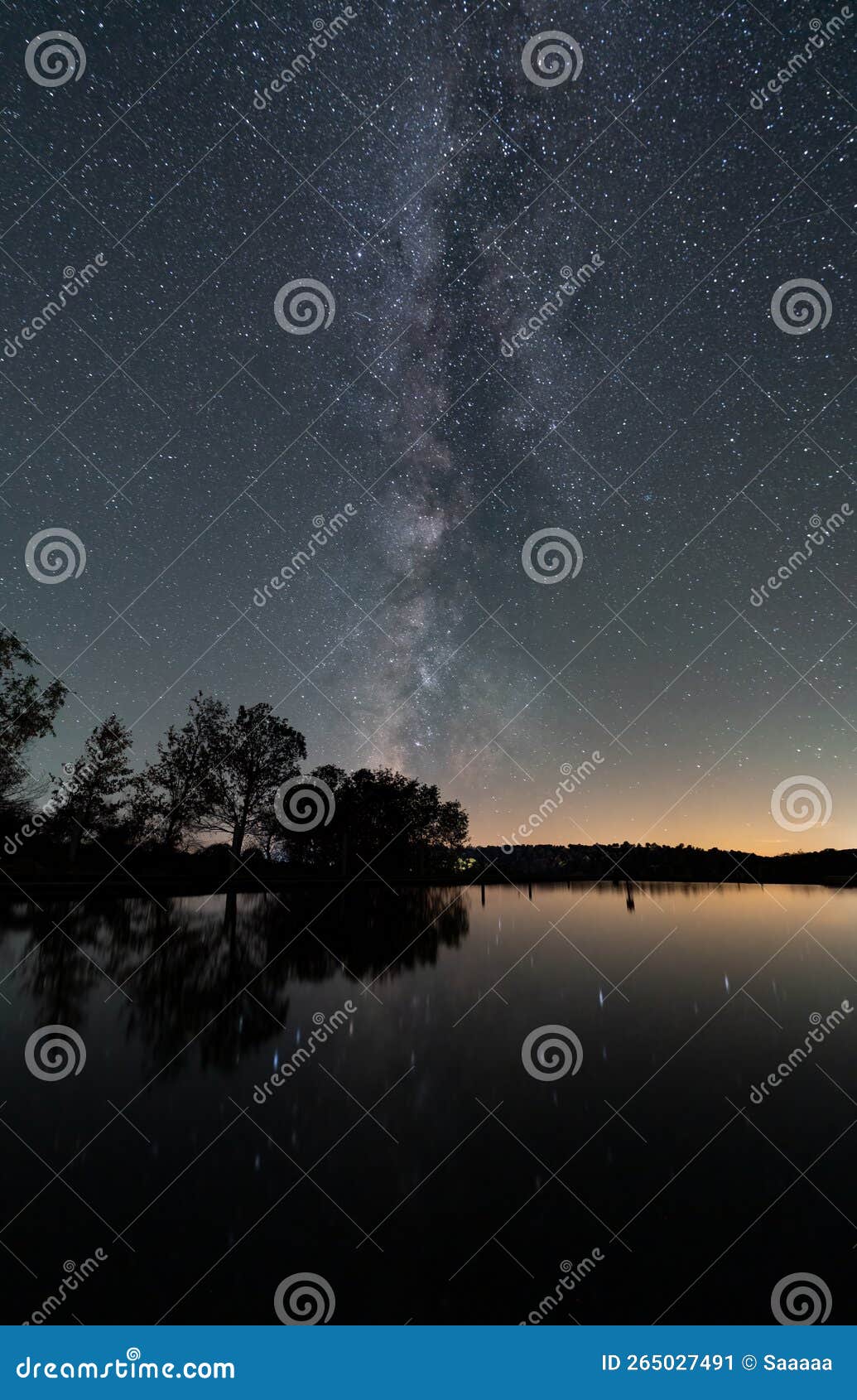 Milky Way and the Pool Reflections, Vertical Composition Stock Image ...