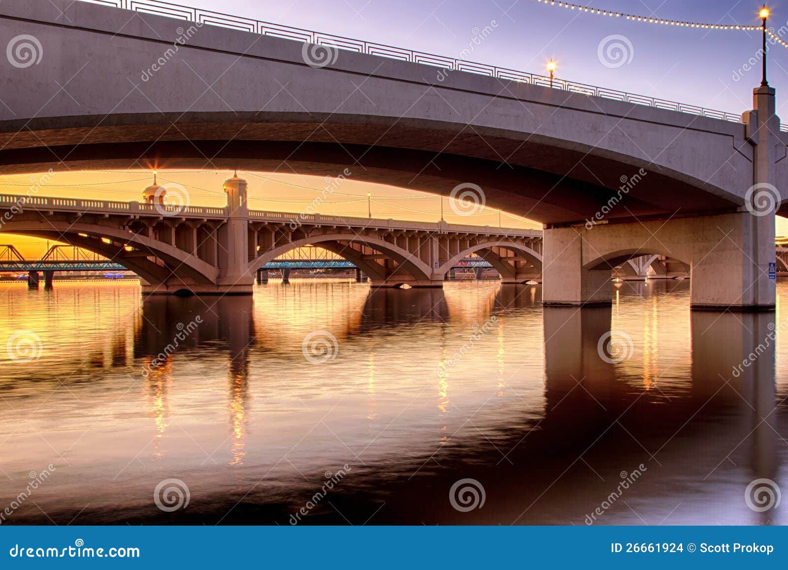 Mill Avenue Bridges in Phoenix Stock Photo - Image of evening ...