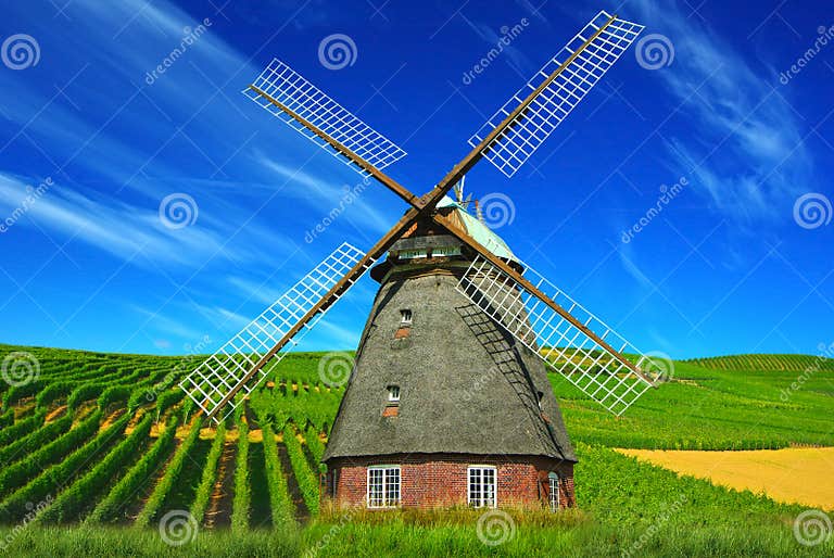 Mill on the Background of the Blue Sky Stock Image - Image of exterior ...