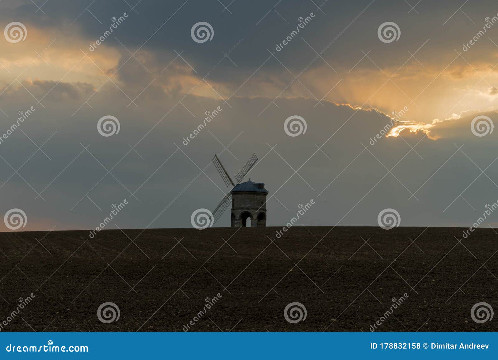 Mill Embraced by the Sun Rays. Stock Photo - Image of hill, isolation ...