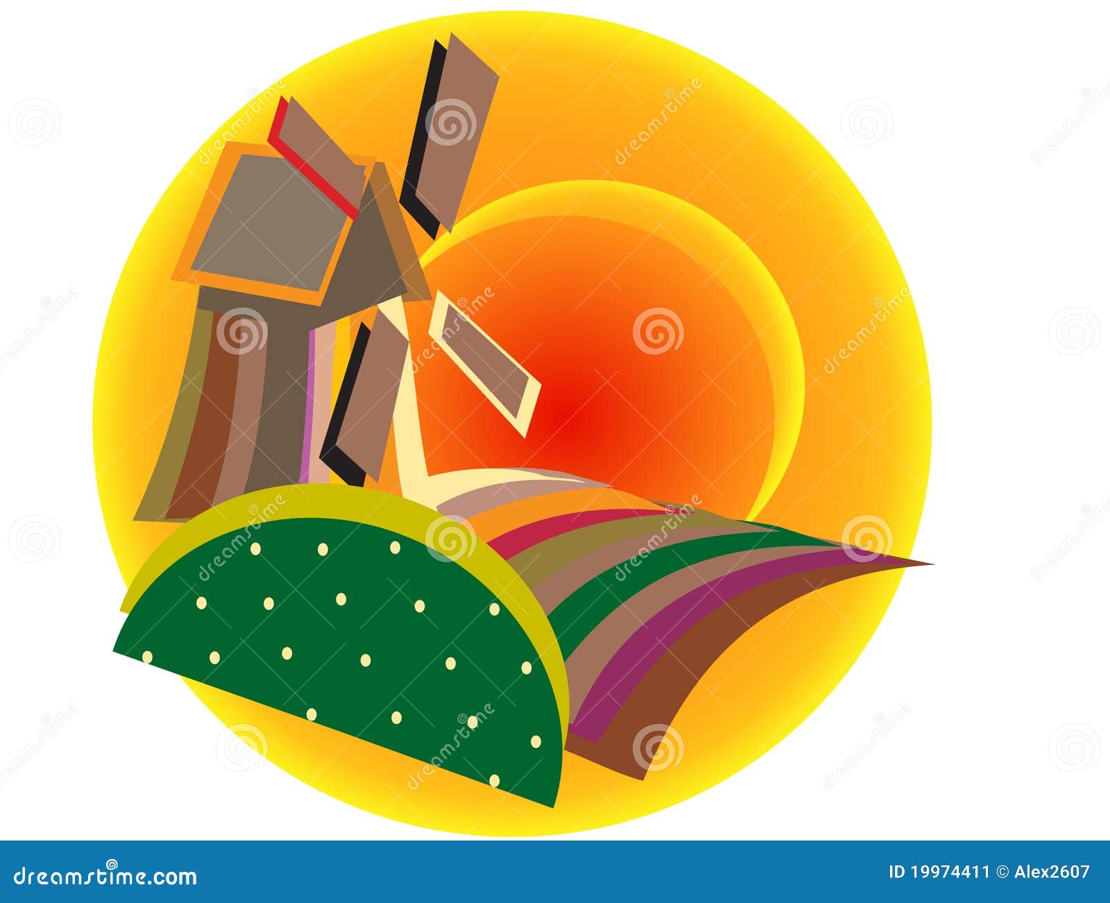 Mill and field stock vector. Illustration of fields, nature - 19974411