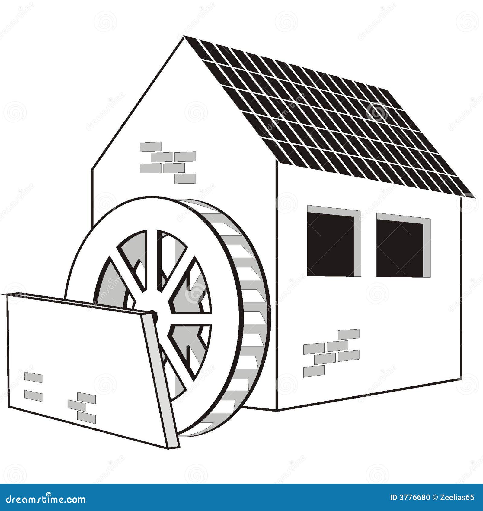 Mill and house stock vector. Illustration of orthodox - 3776680