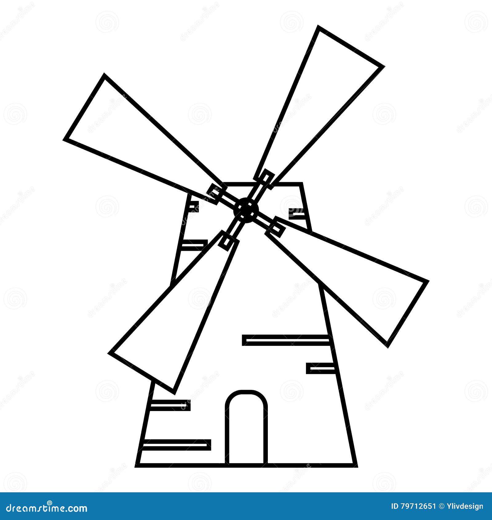 Mill icon, outline style stock vector. Illustration of country - 79712651