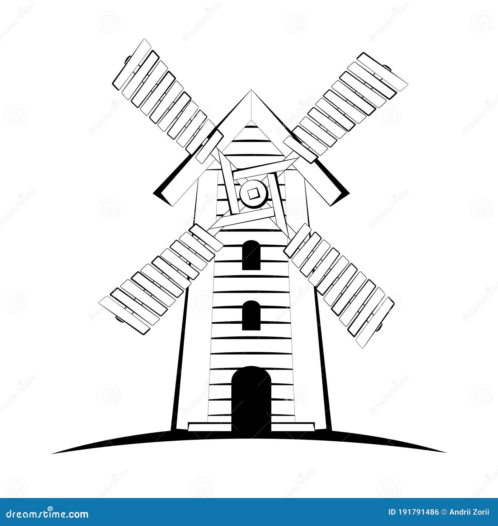 Mill Icon. Simple Flat Windmill Vector Pictogram. Windmill Black Line ...