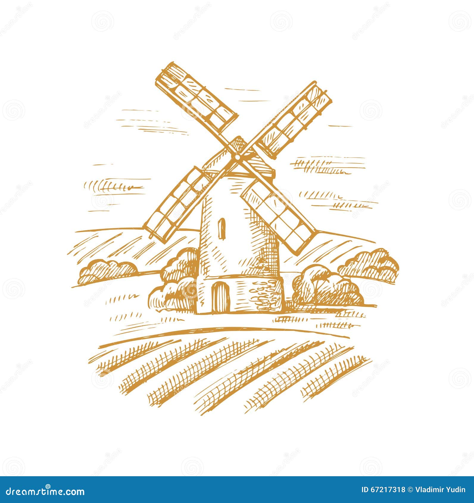 Mill and landscape stock vector. Illustration of holland - 67217318