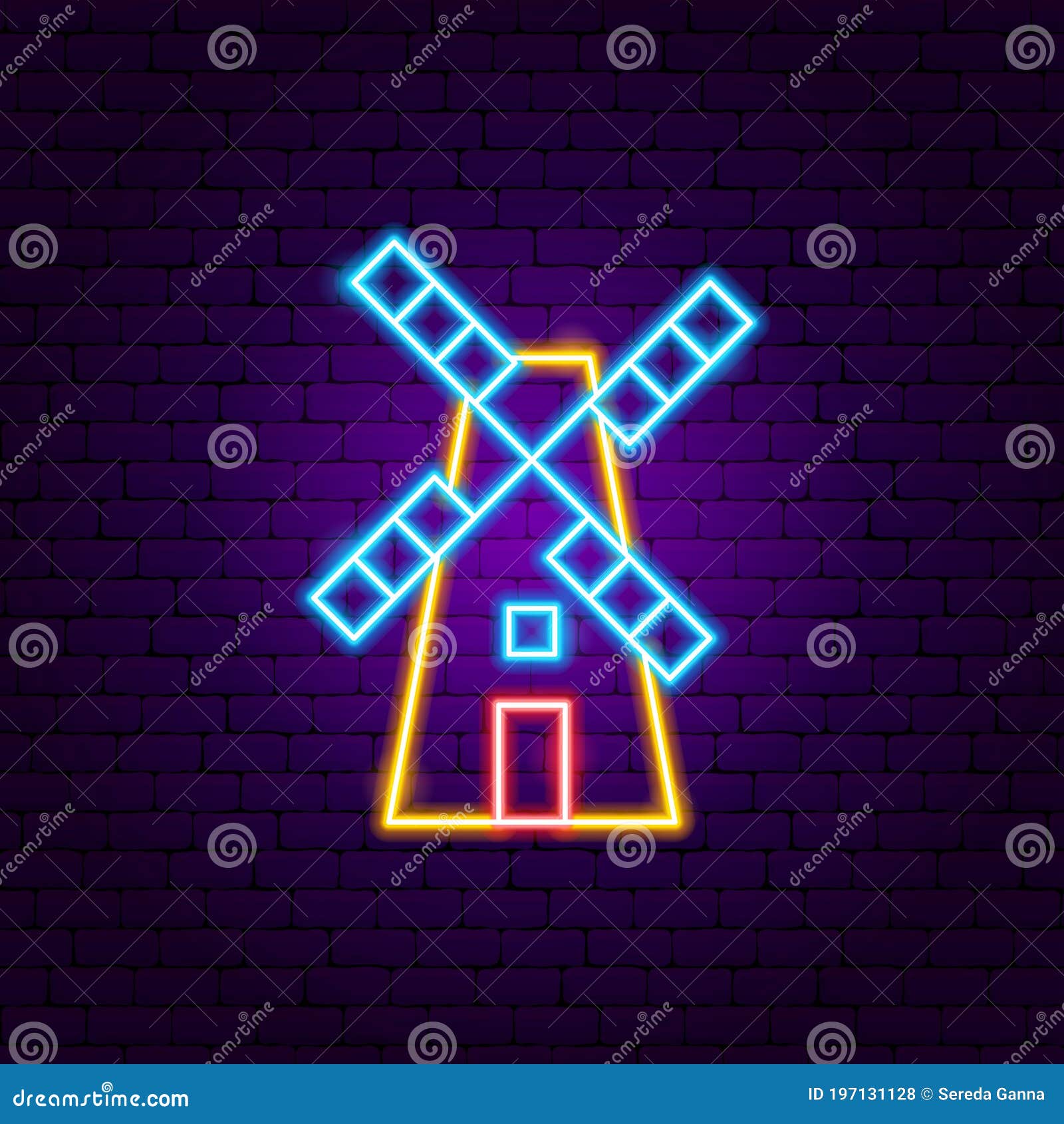 Mill Neon Sign stock vector. Illustration of agriculture - 197131128