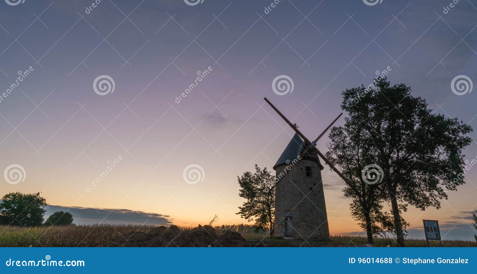 Mill at the sunset stock photo. Image of nature, mill - 96014688