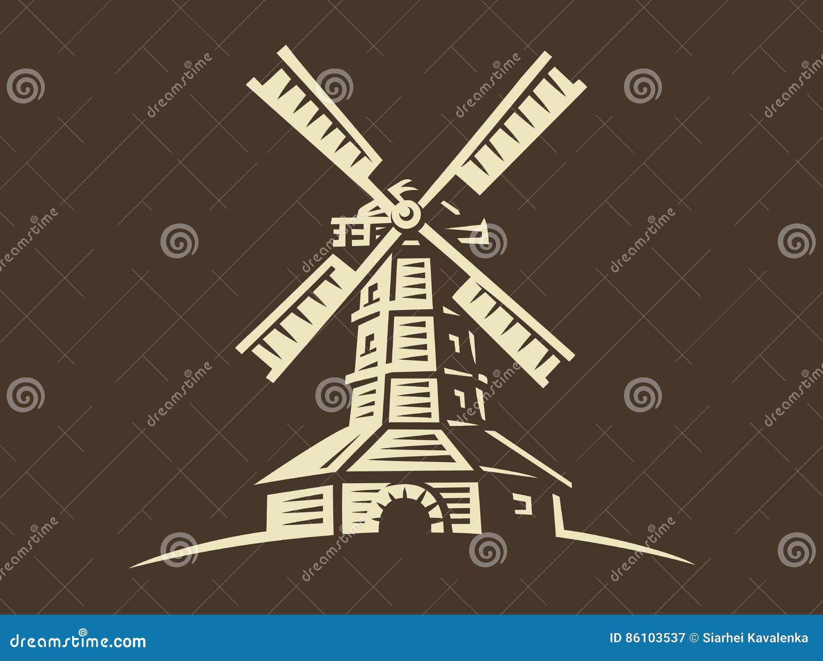 Mill - Vector Illustration on Dark Background Stock Vector ...