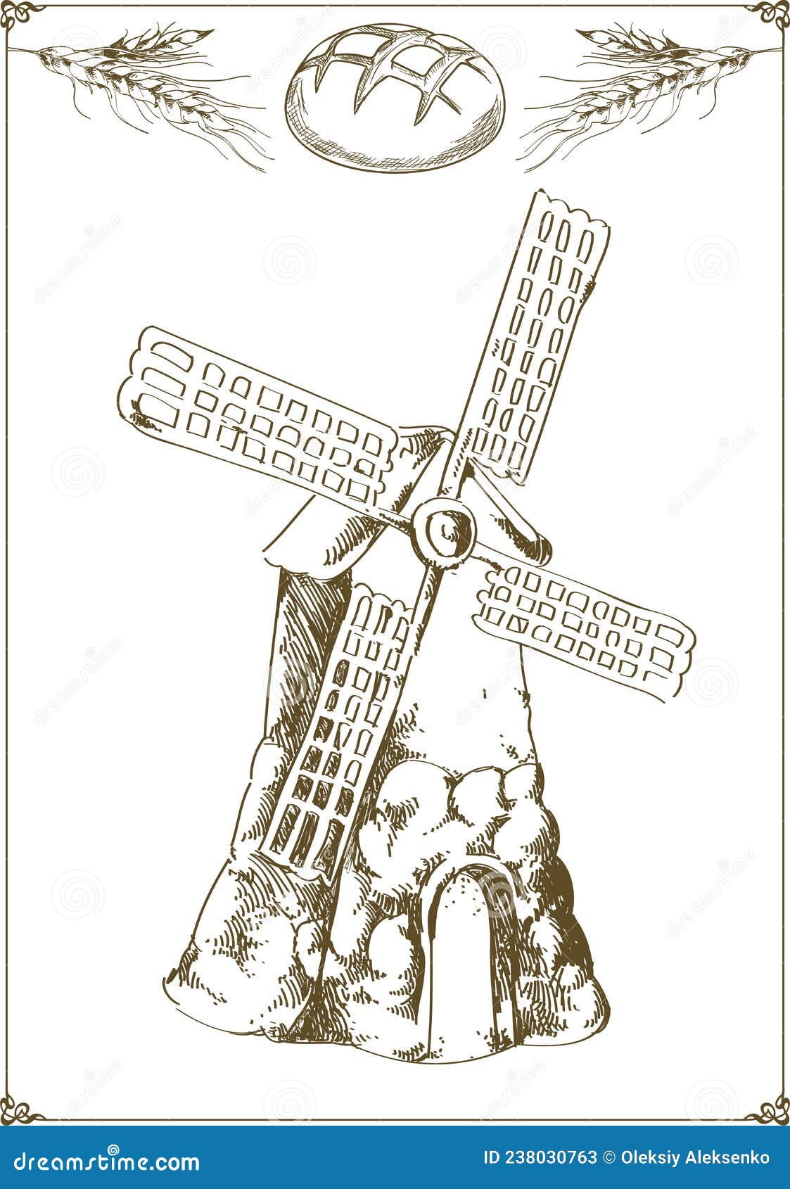 Mill. Vector Illustration, Hand-drawn Sketch Stock Vector ...