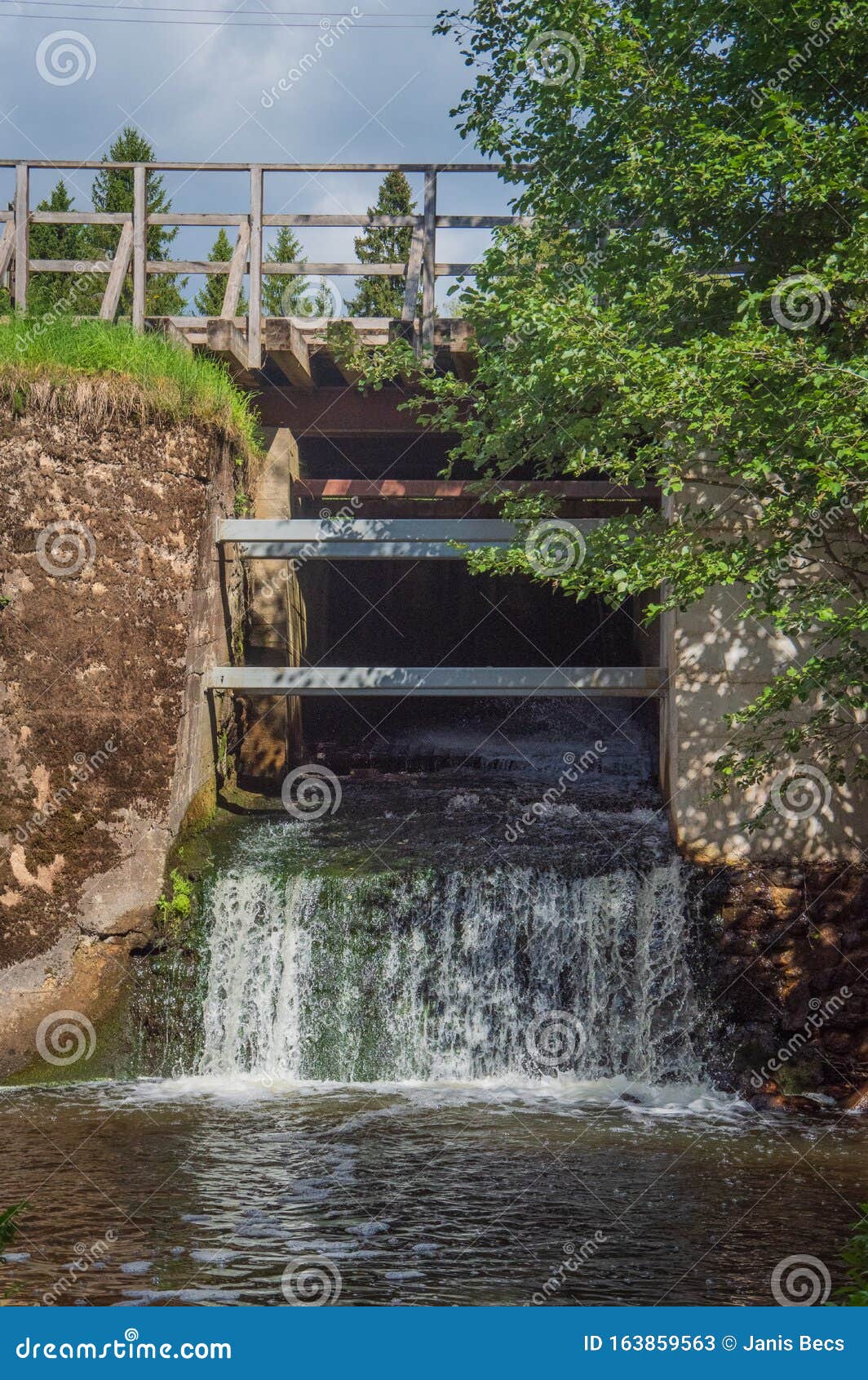Mill Waterfall Under the Bridge Stock Image - Image of nature, park ...