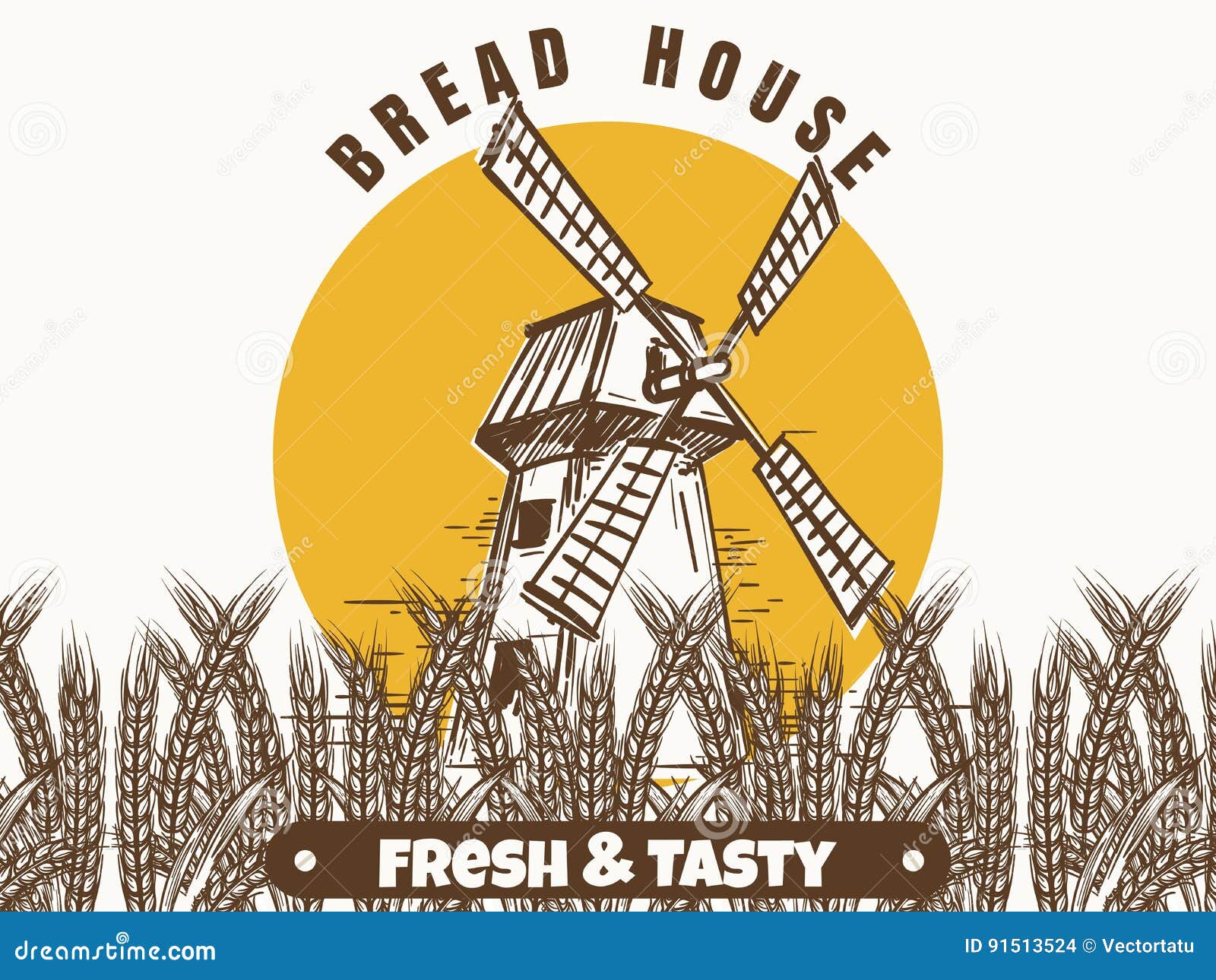 Mill Wheat Logo Cartoon Vector | CartoonDealer.com #65898969
