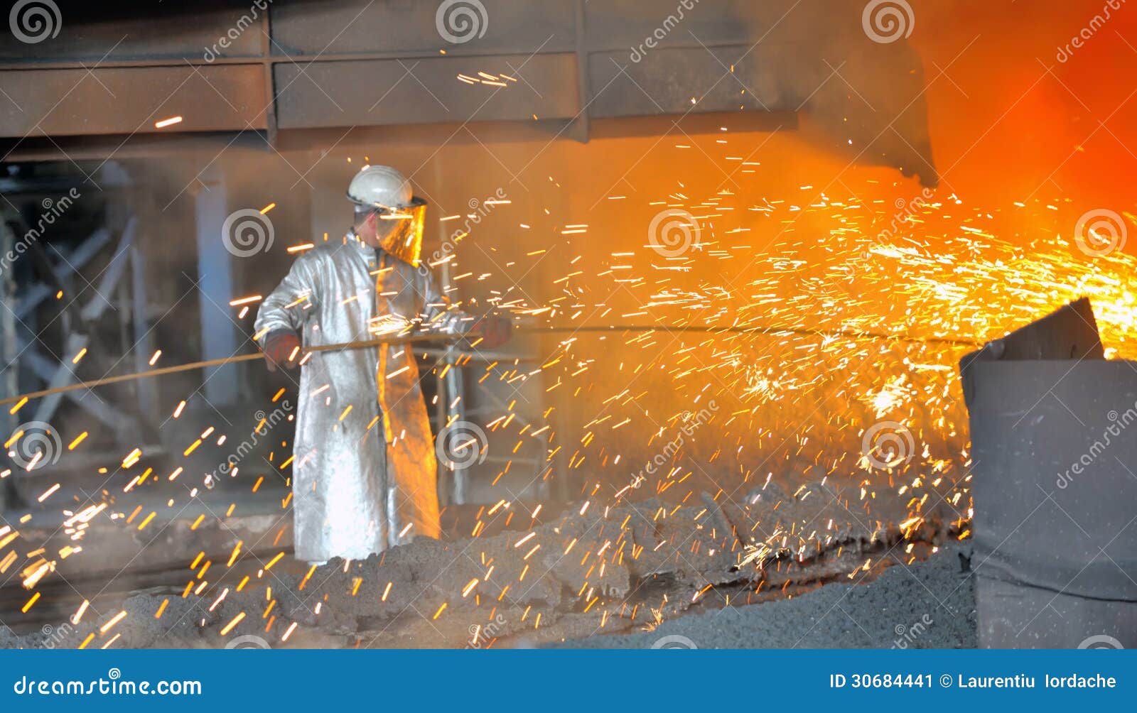 Mill worker with hot steel stock image. Image of produce - 30684441