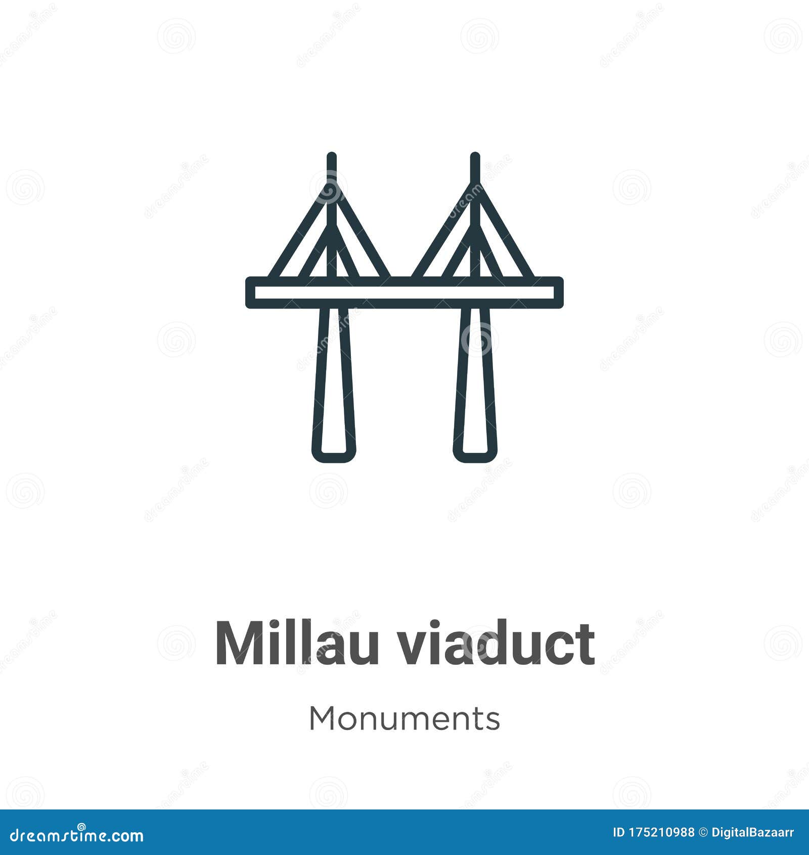 Millau Viaduct Outline Vector Icon. Thin Line Black Millau Viaduct Icon ...
