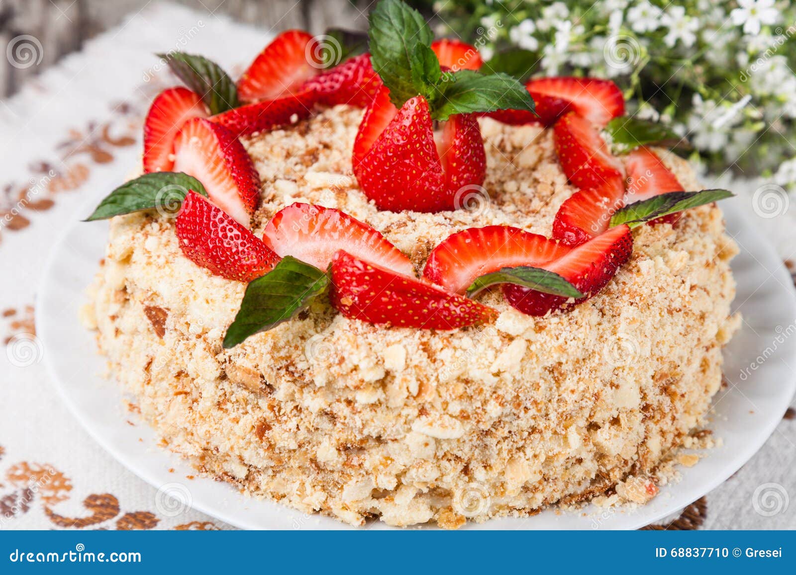 Mille-feuille cake stock photo. Image of sweet, sugar - 68837710