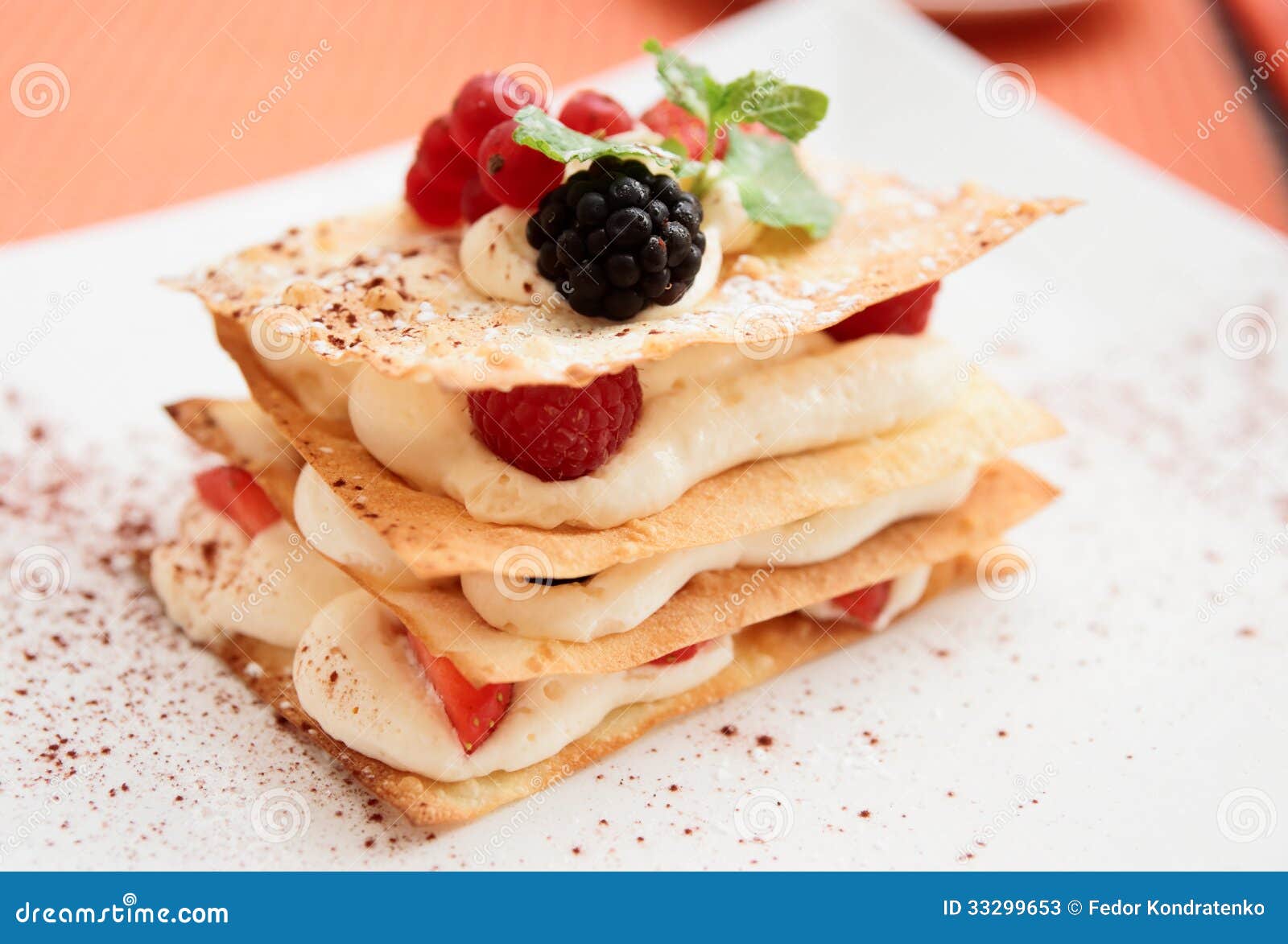 Mille-feuille Cake with Raspberries Stock Image - Image of raspberry ...