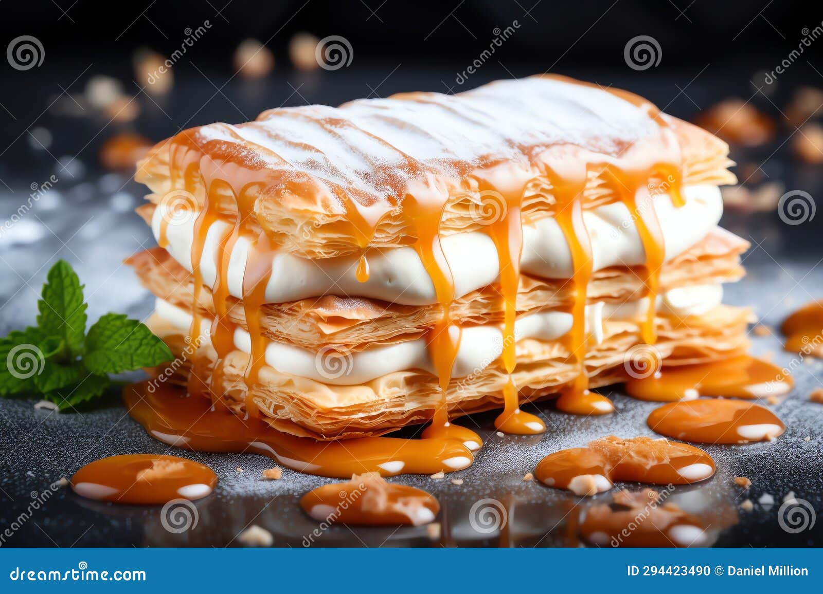 Mille-feuille Cake, Watercolor Clipart Illustration With Isolated ...