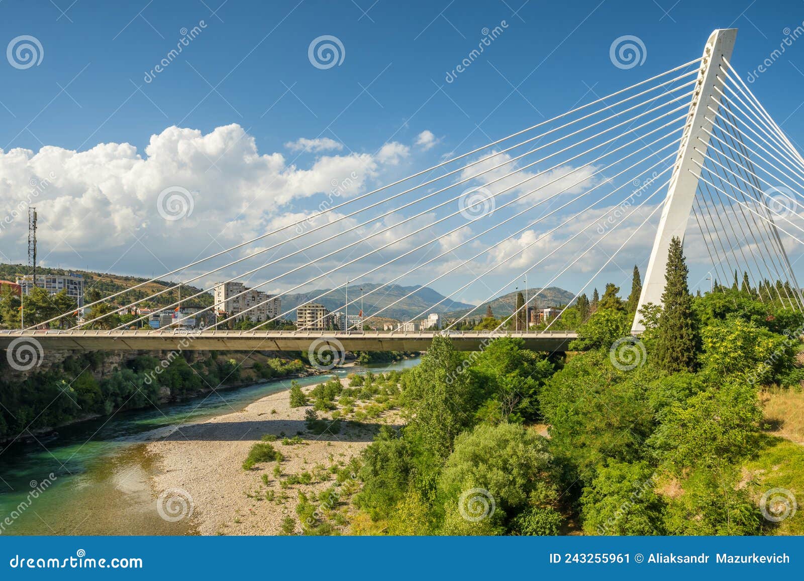 Millenium Bridge Over the Moraca River in Podgorica, Montenegro ...