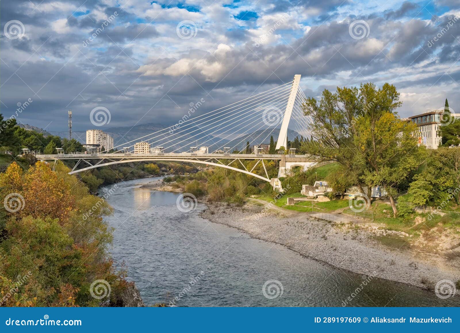 Millenium Bridge Over the Moraca River in Podgorica, Montenegro Stock ...