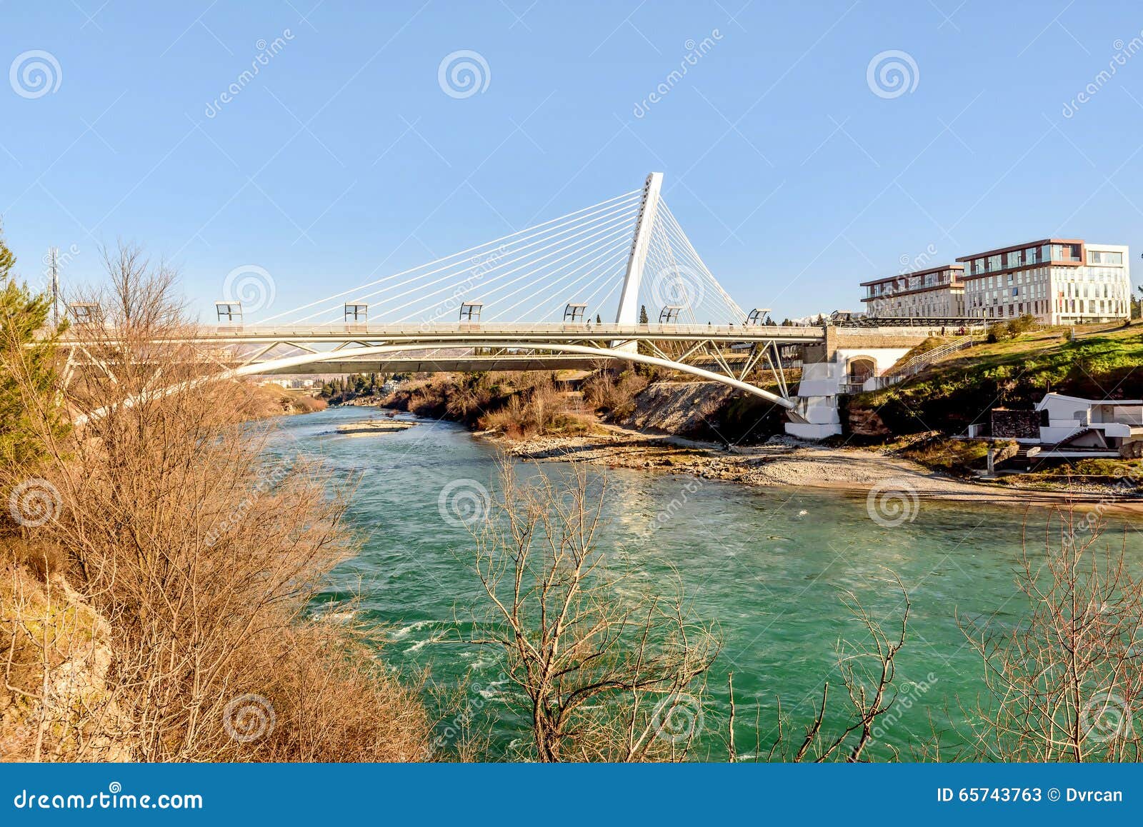 Millenium Bridge Over the River Moraca in Podgorica, Montenegro ...