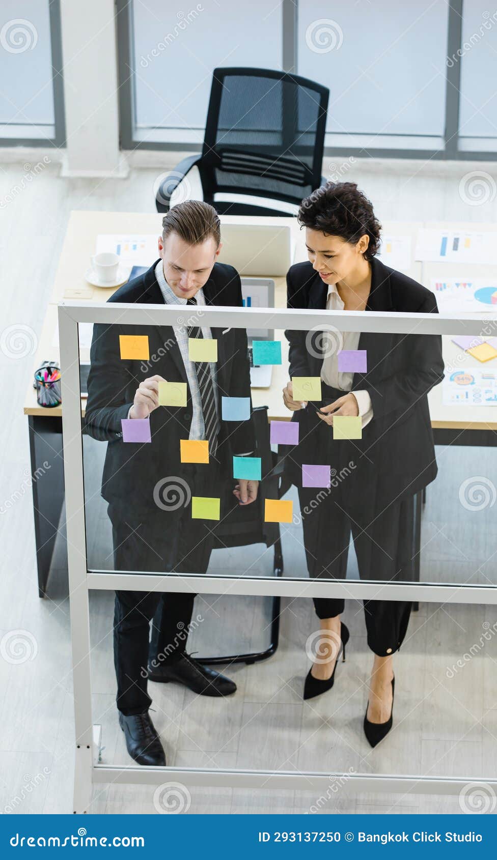Millennial Caucasian Businessman and Businesswoman Colleague in Formal ... Millennial Caucasian Businessman and Businesswoman Colleague in Formal ...