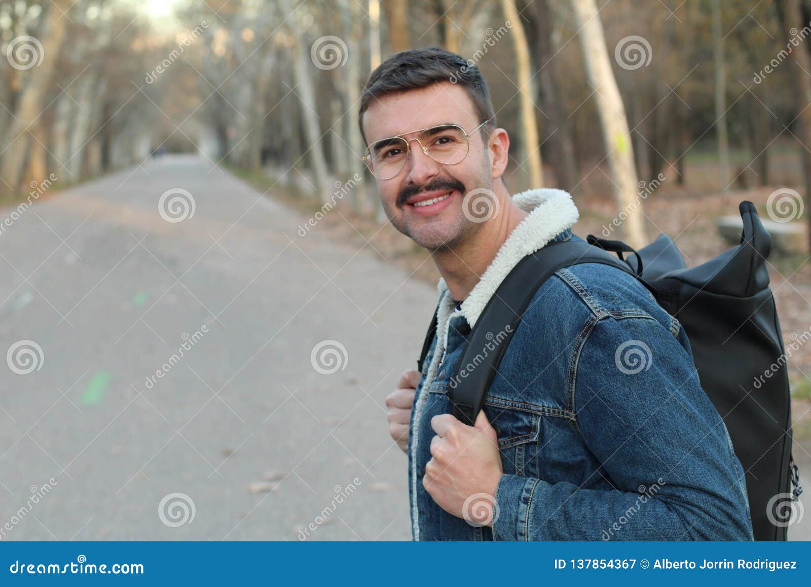 Millennial with a Cool Moustache Stock Image - Image of caucasian, face ...