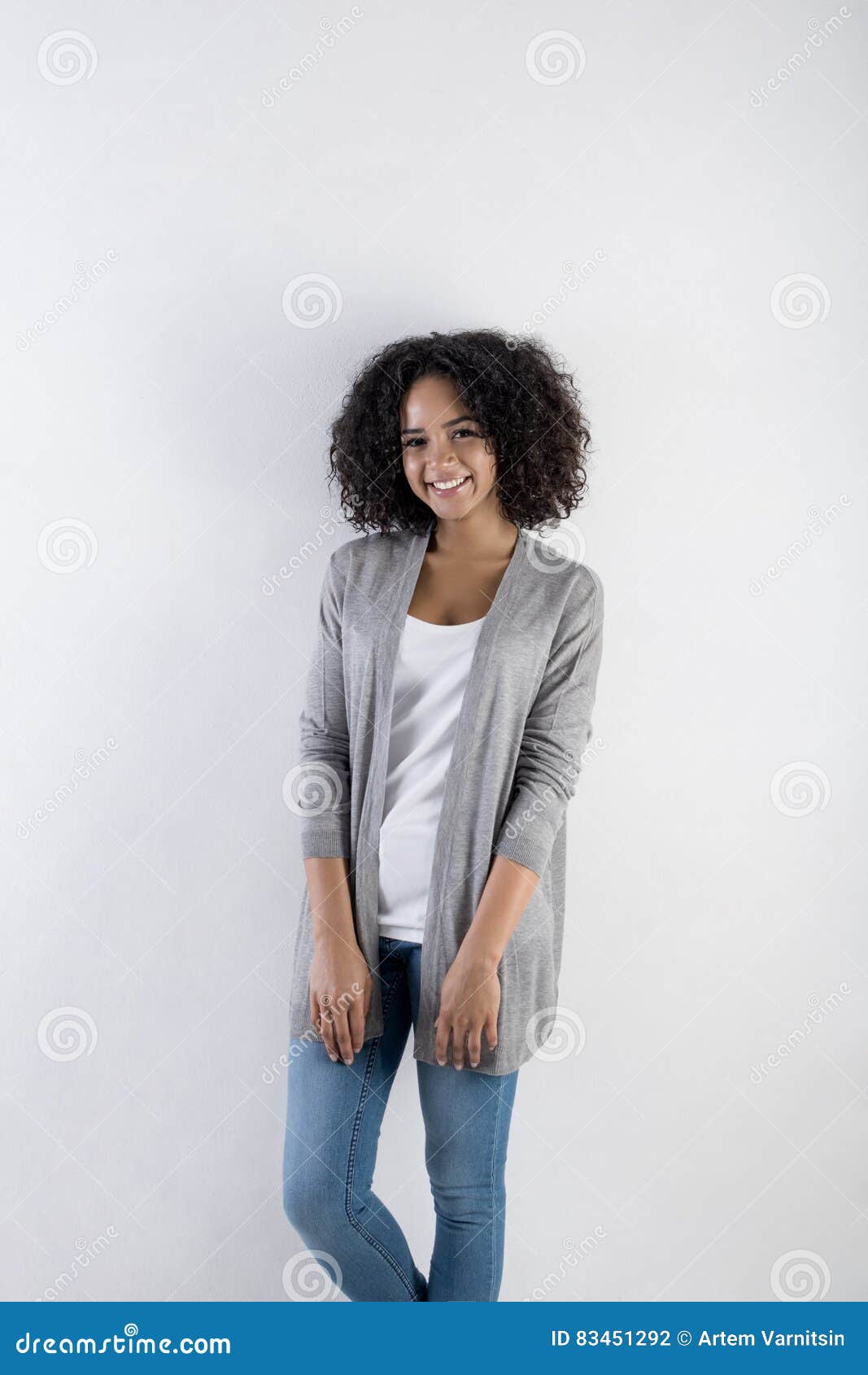 Millennial Female Model with Afro Hairstyle Stock Photo - Image of ...