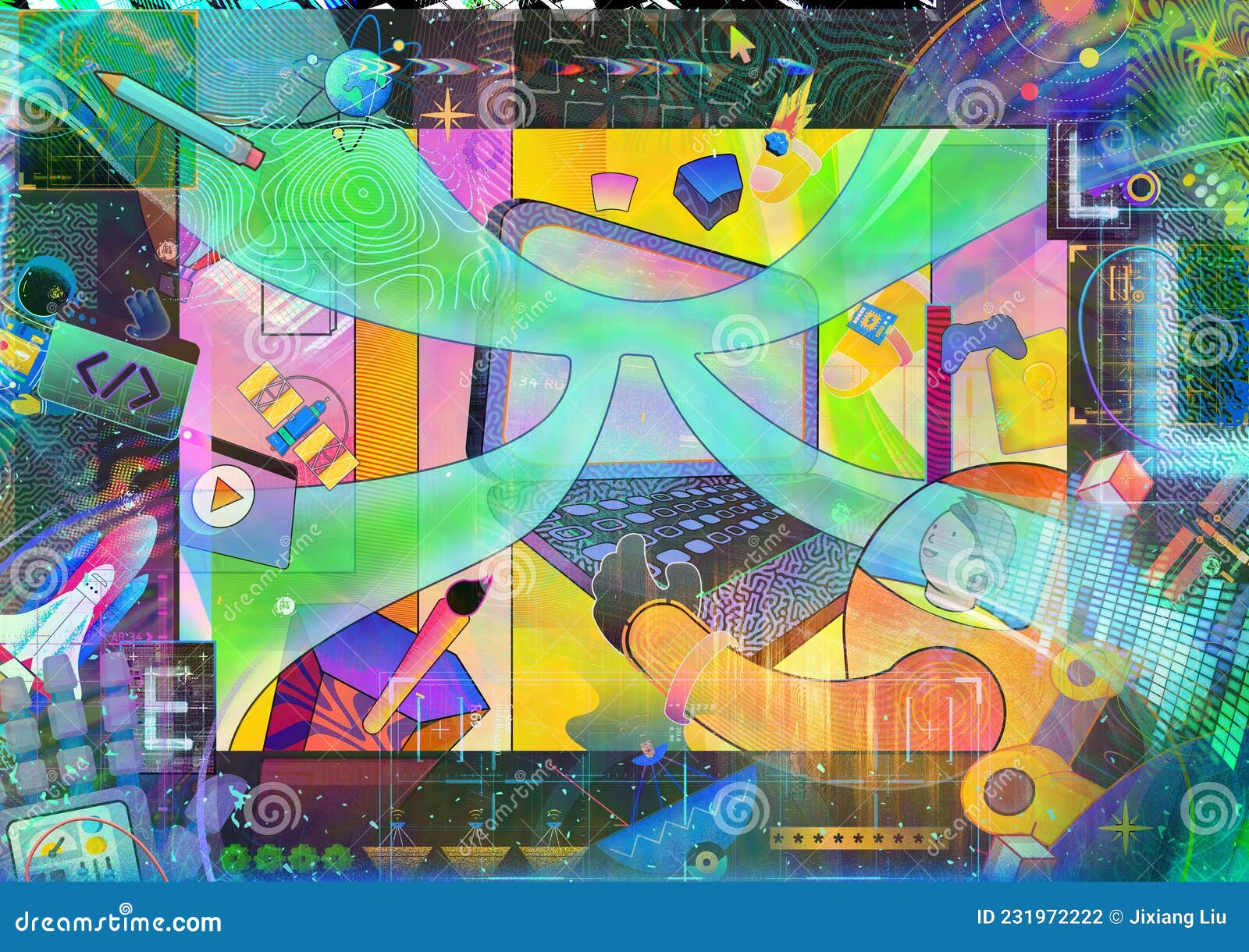 Millennial Generation Playing with Computer and New Technology Stock ...