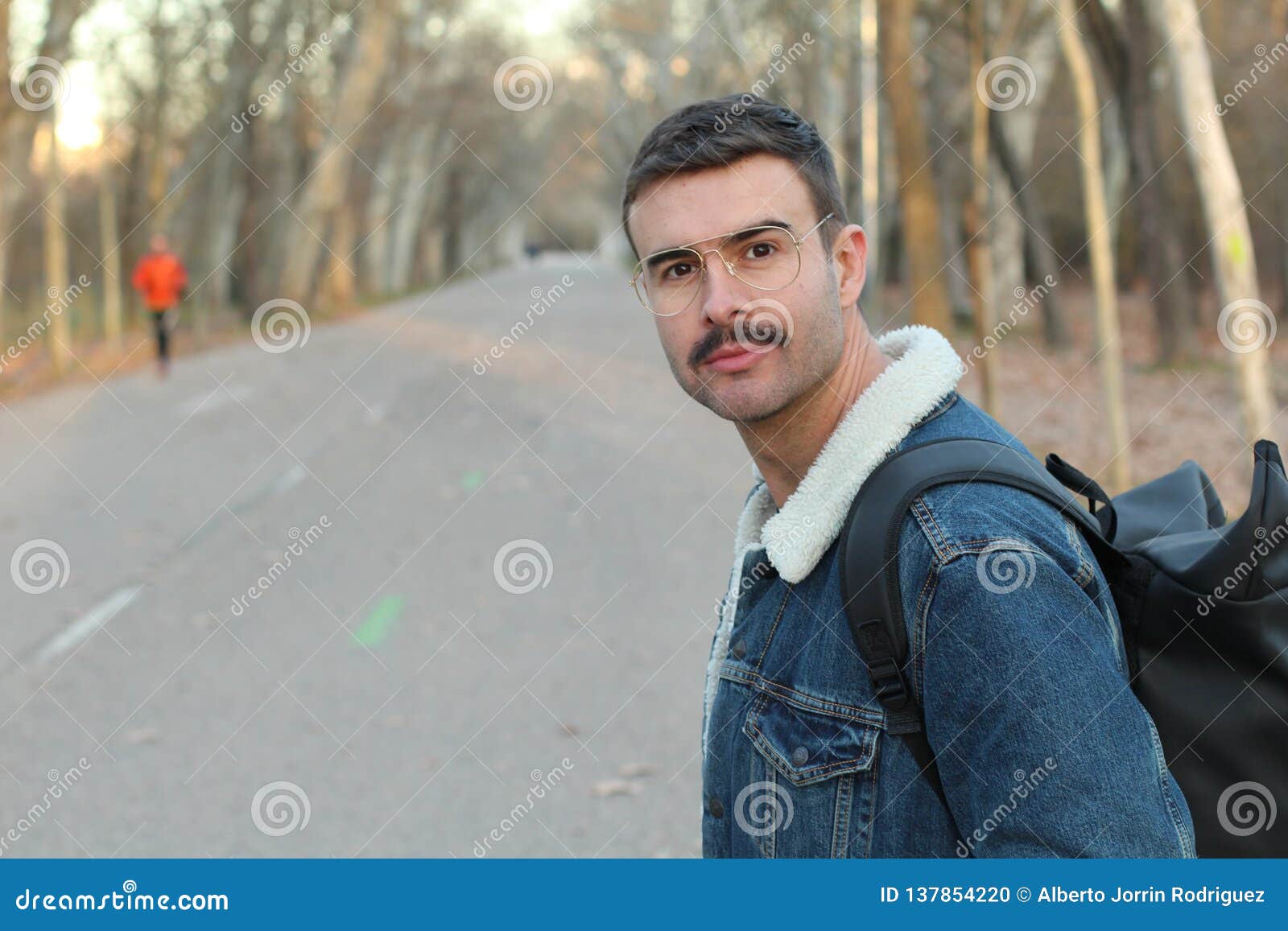 Millennial Man with a Cool Moustache Stock Photo - Image of bifocals ...