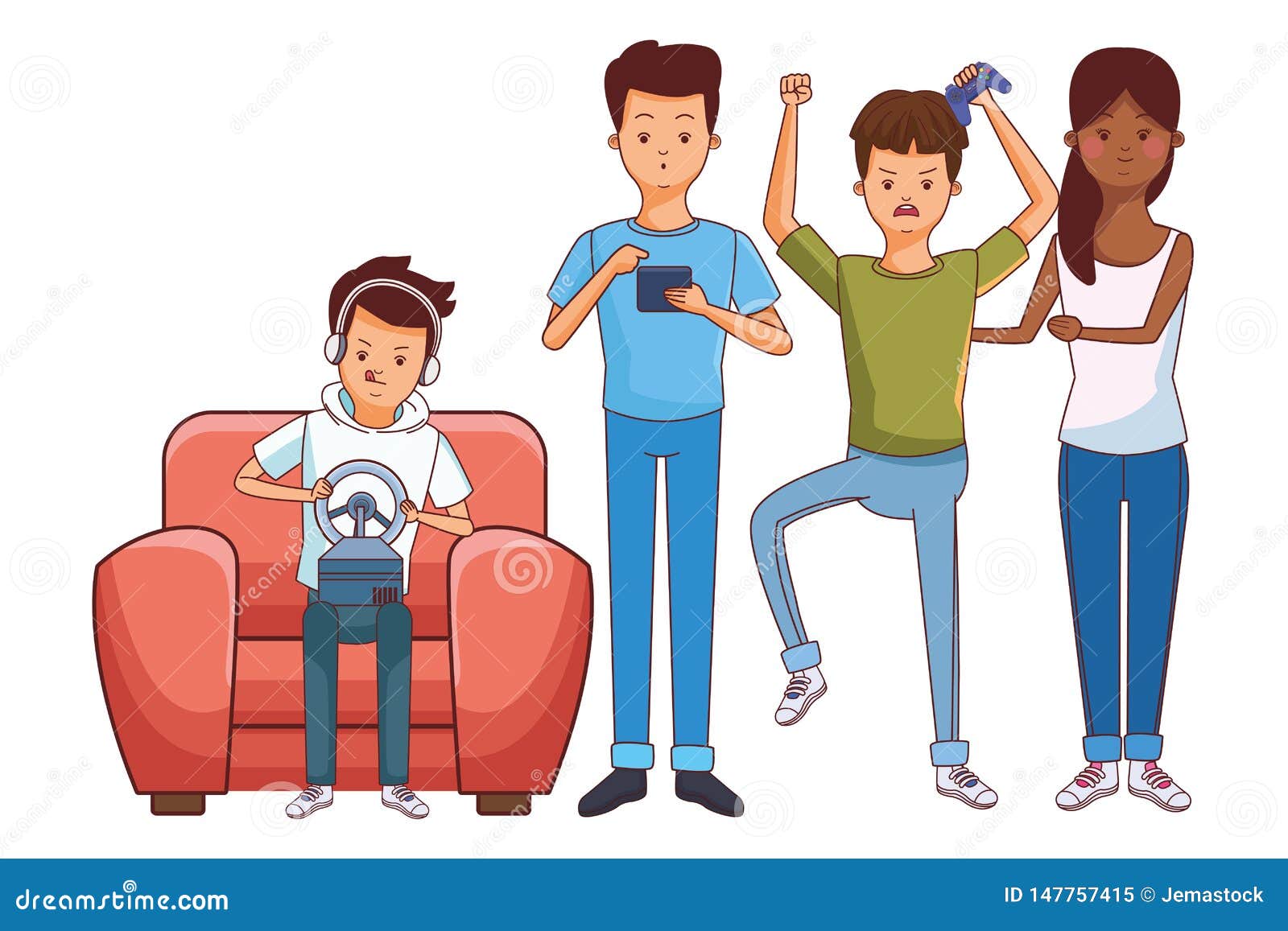 Millennial People Gaming Party Stock Vector - Illustration of ...