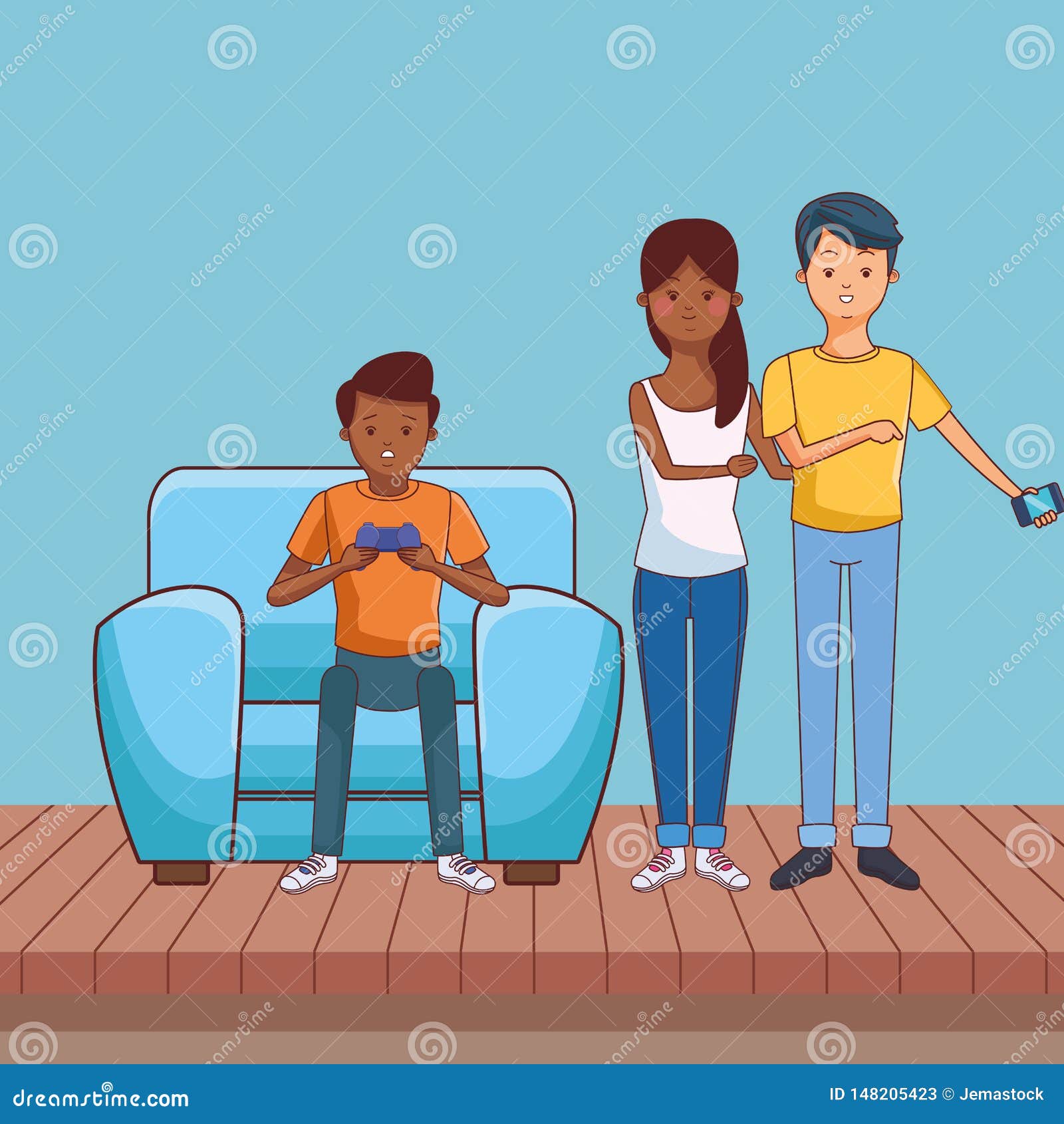 Millennial People Gaming Party Cartoon Vector | CartoonDealer.com ...