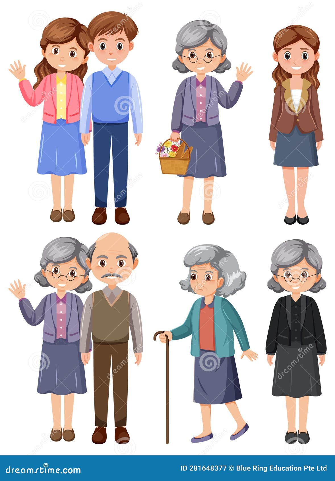 Millennials and Boomers Cartoon Character Set Stock Vector ...