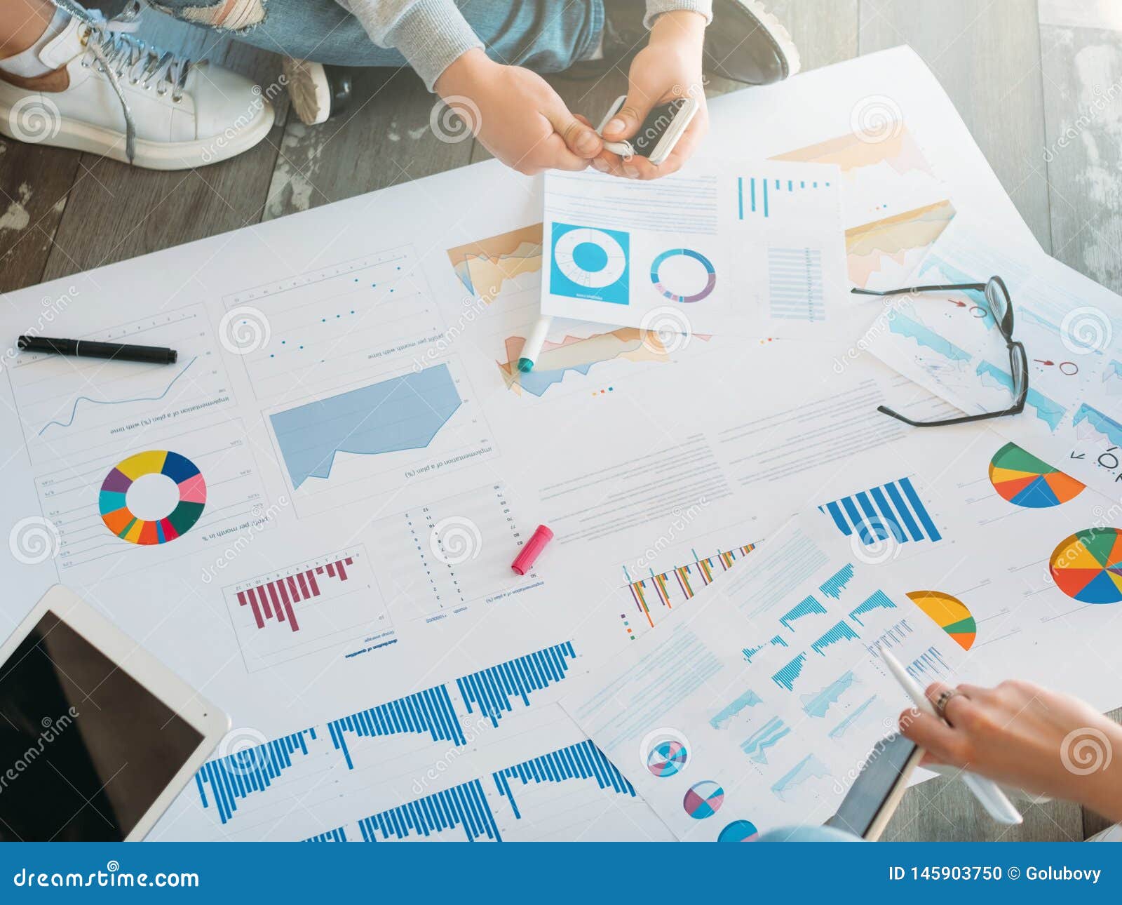 Millennials Teamwork Graphs Startup Project Stock Photo - Image of ...