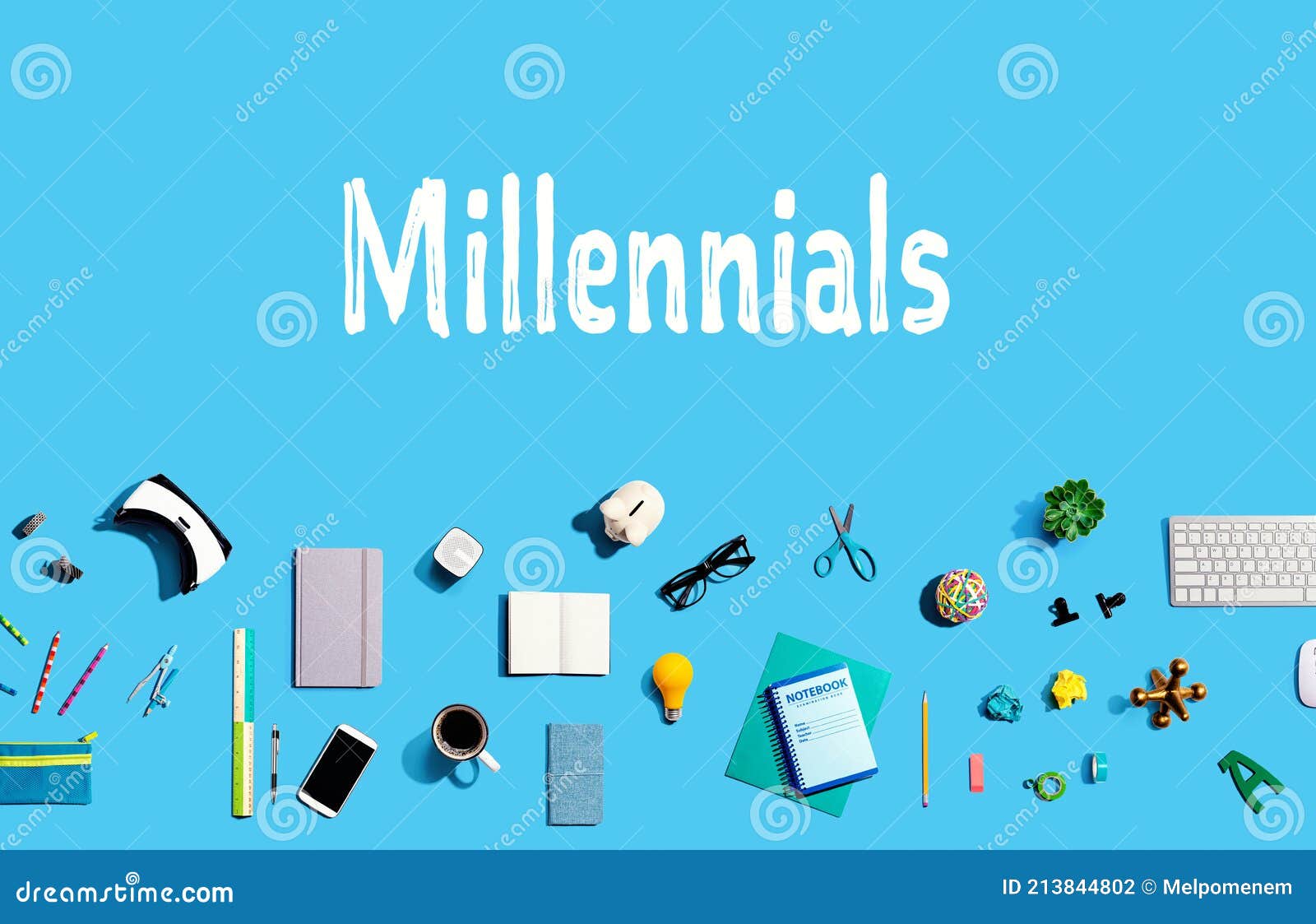 Millennials Theme with Electronic Gadgets and Office Supplies Stock ...